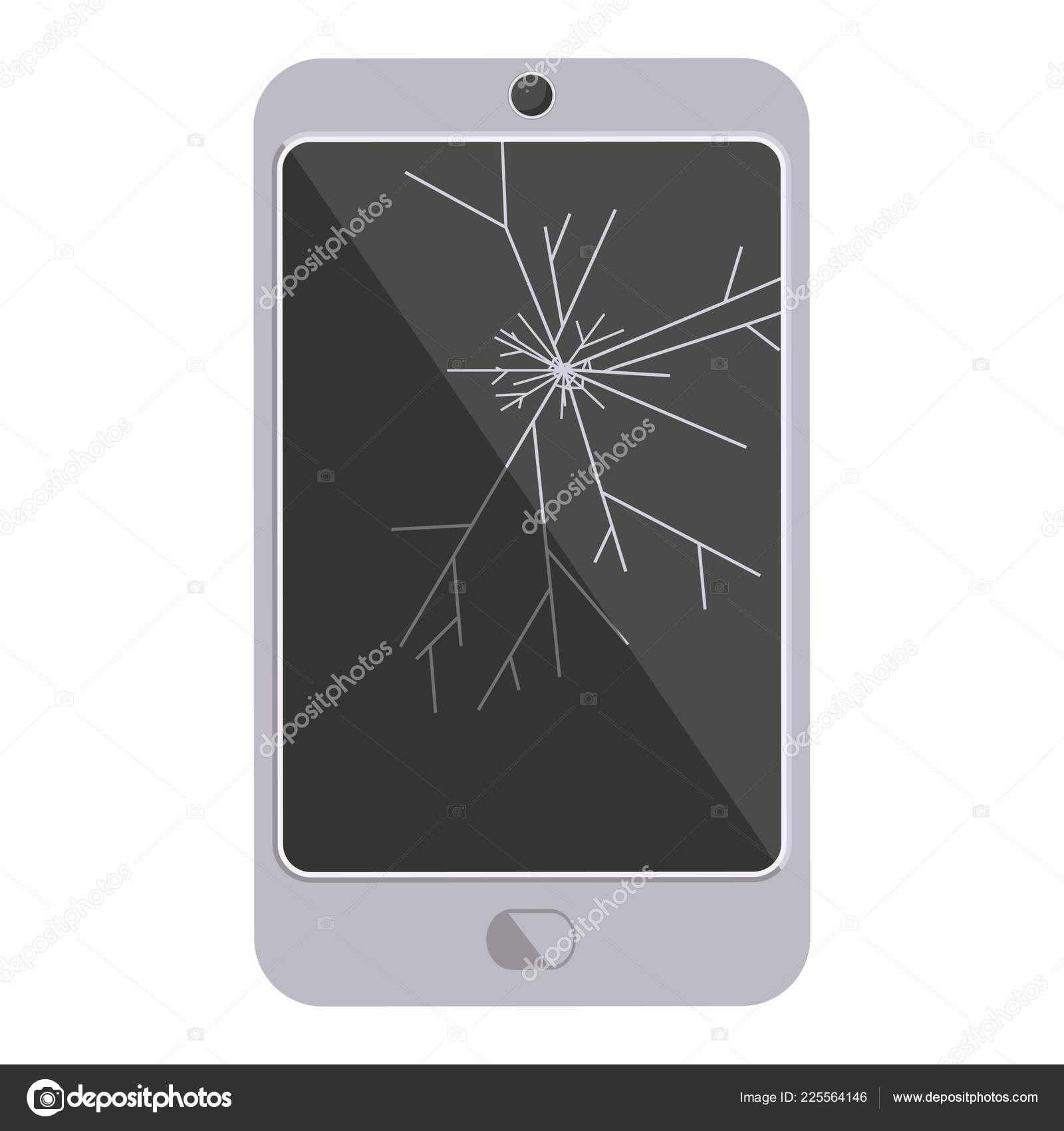 Cracked Screen Cell Phone Graphic Vector Illustration Icon Stock Vector ...