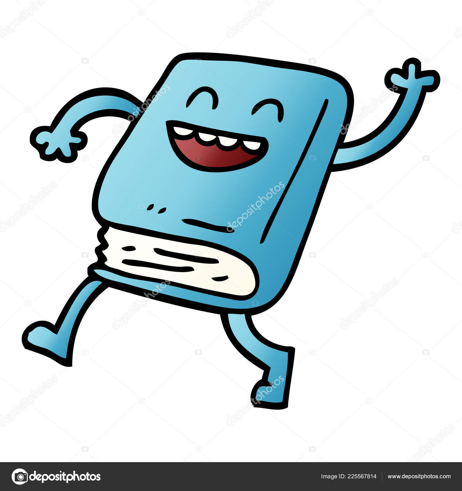 Cartoon Doodle Happy Book Waving Stock Vector by ©lineartestpilot 225567814