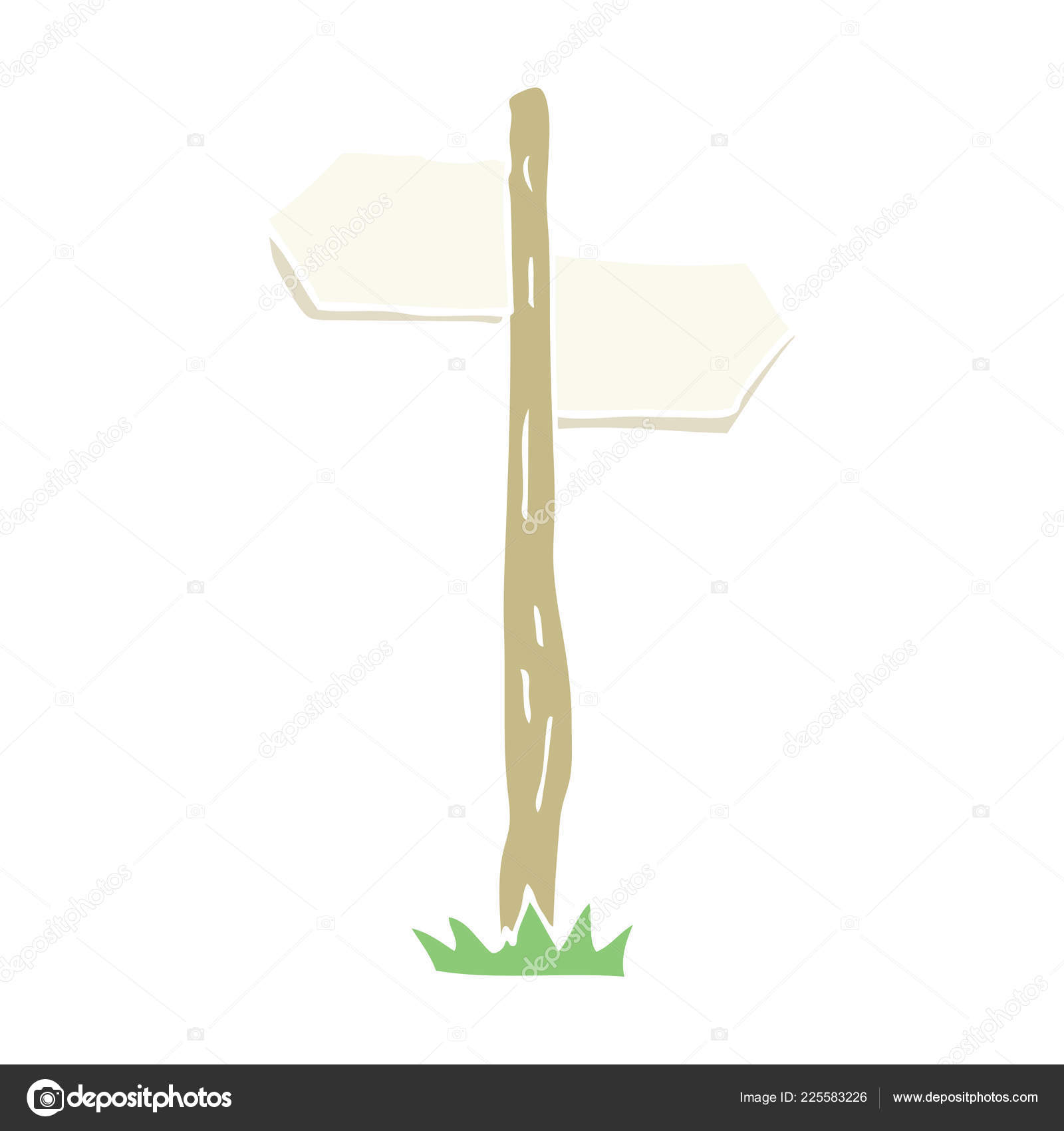 Flat Color Style Cartoon Old Direction Sign Stock Vector by ...