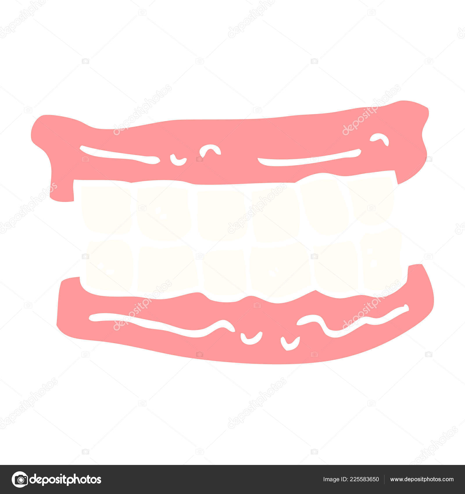 Flat Color Illustration Cartoon False Teeth Stock Vector by ...
