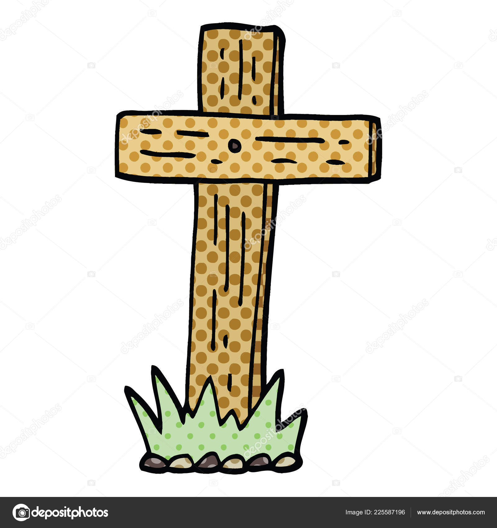 Comic Book Style Cartoon Wooden Cross Stock Vector by ©lineartestpilot ...