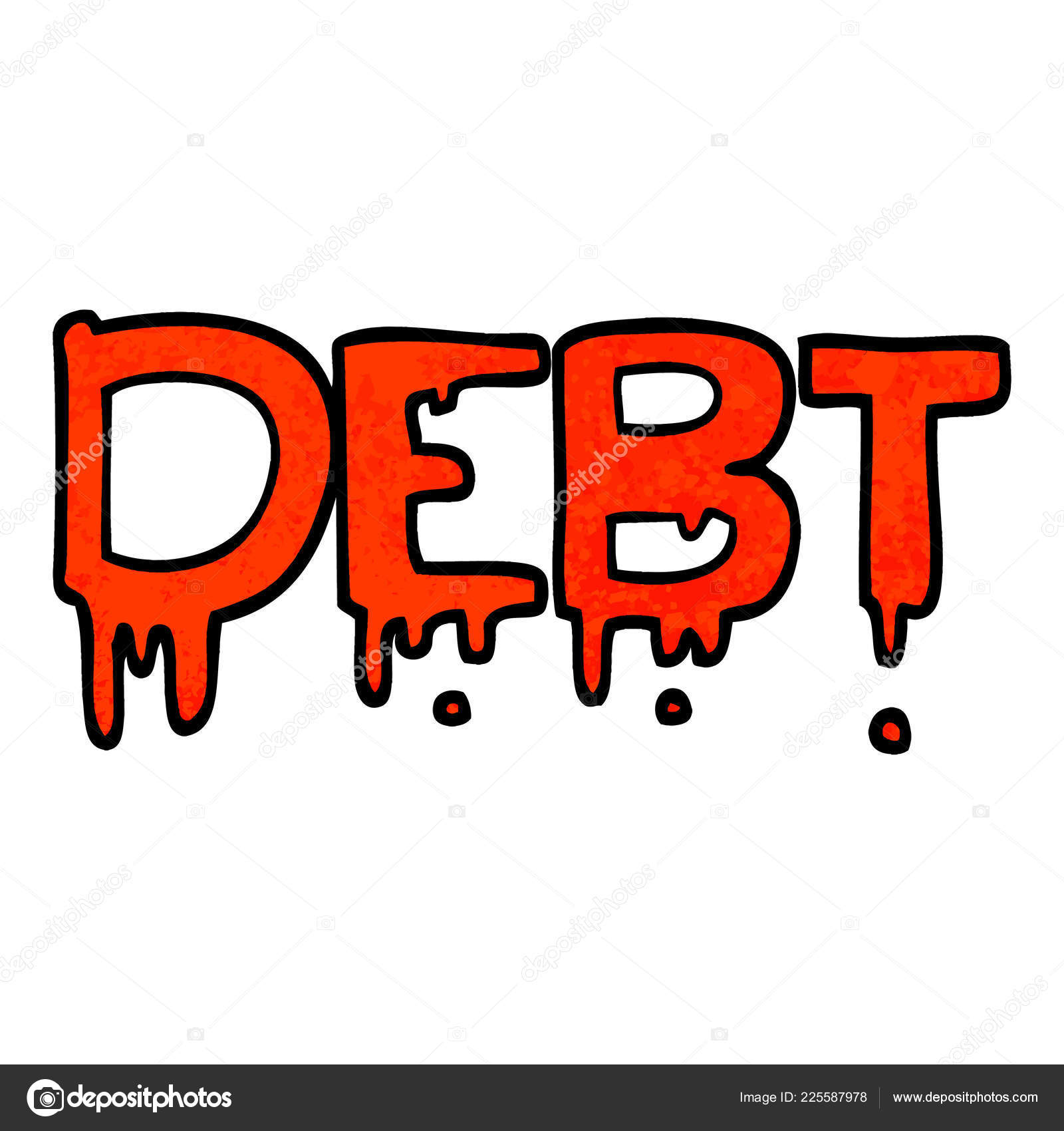 Grunge Textured Illustration Cartoon Debt Sign Stock Vector by ...