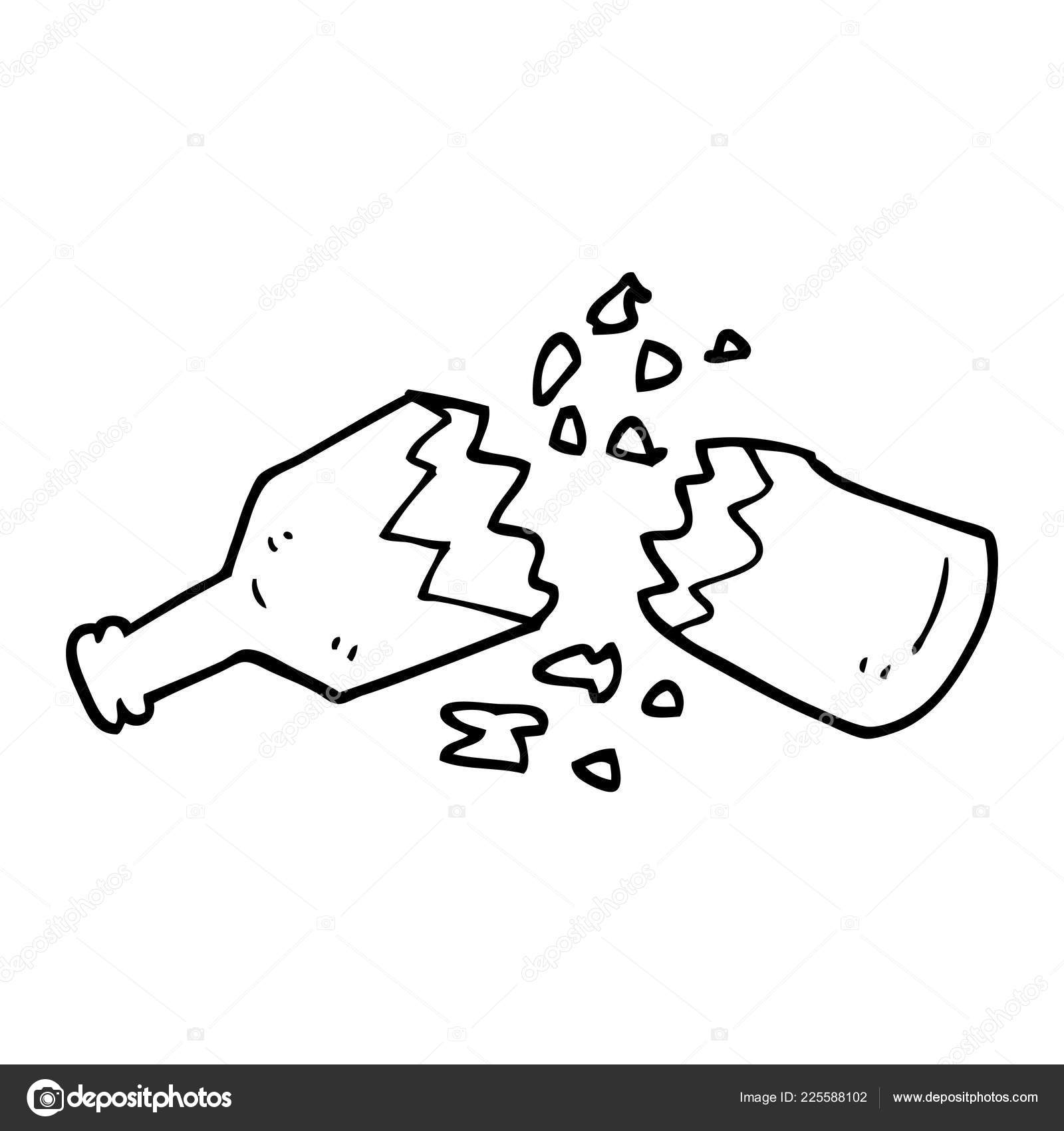 Black White Cartoon Smashed Glass Bottle Stock Vector Image by ...