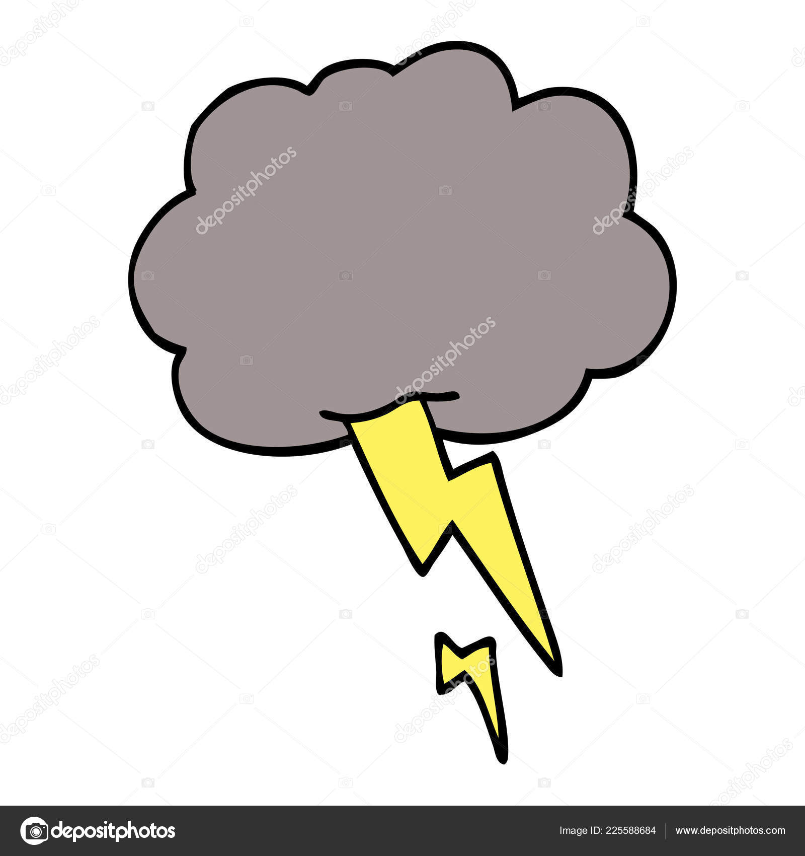 Cartoon Doodle Storm Cloud Lightning Stock Vector by ©lineartestpilot ...