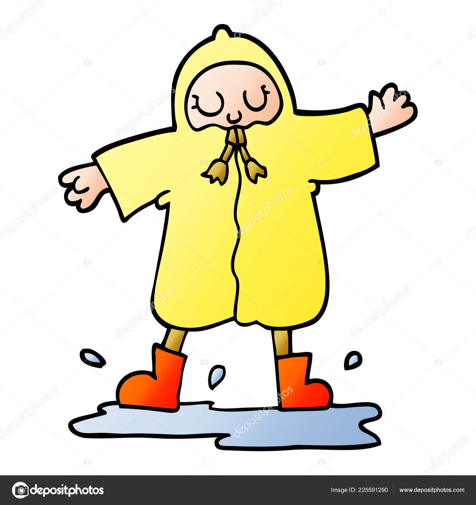 Vector Gradient Illustration Cartoon Person Splashing Puddle Wearing ...