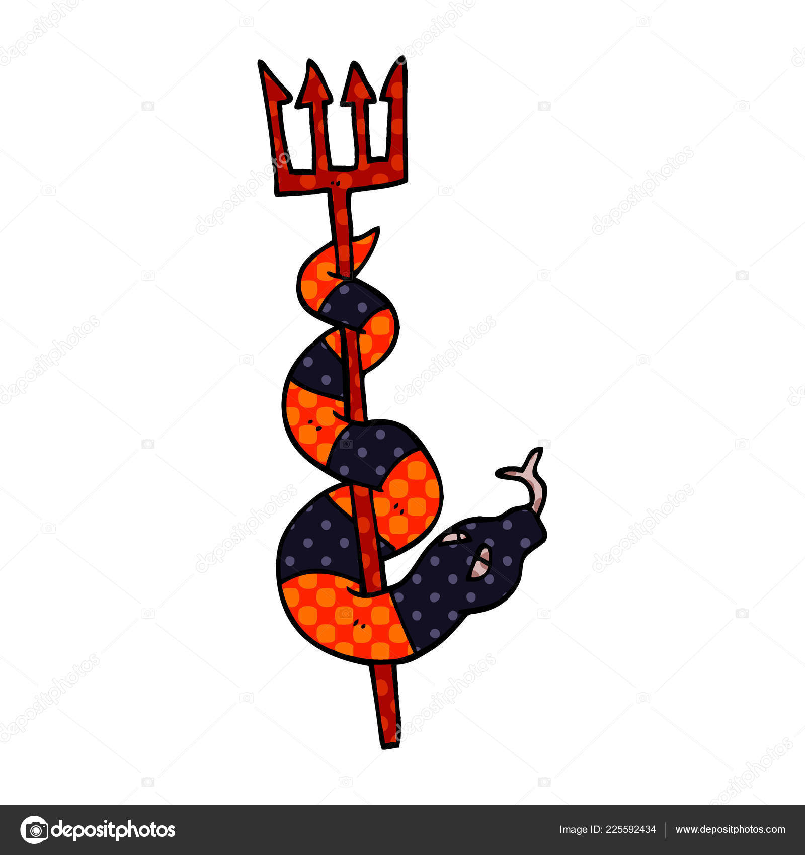 Cartoon Doodle Serpent Devils Fork Stock Illustration by ...