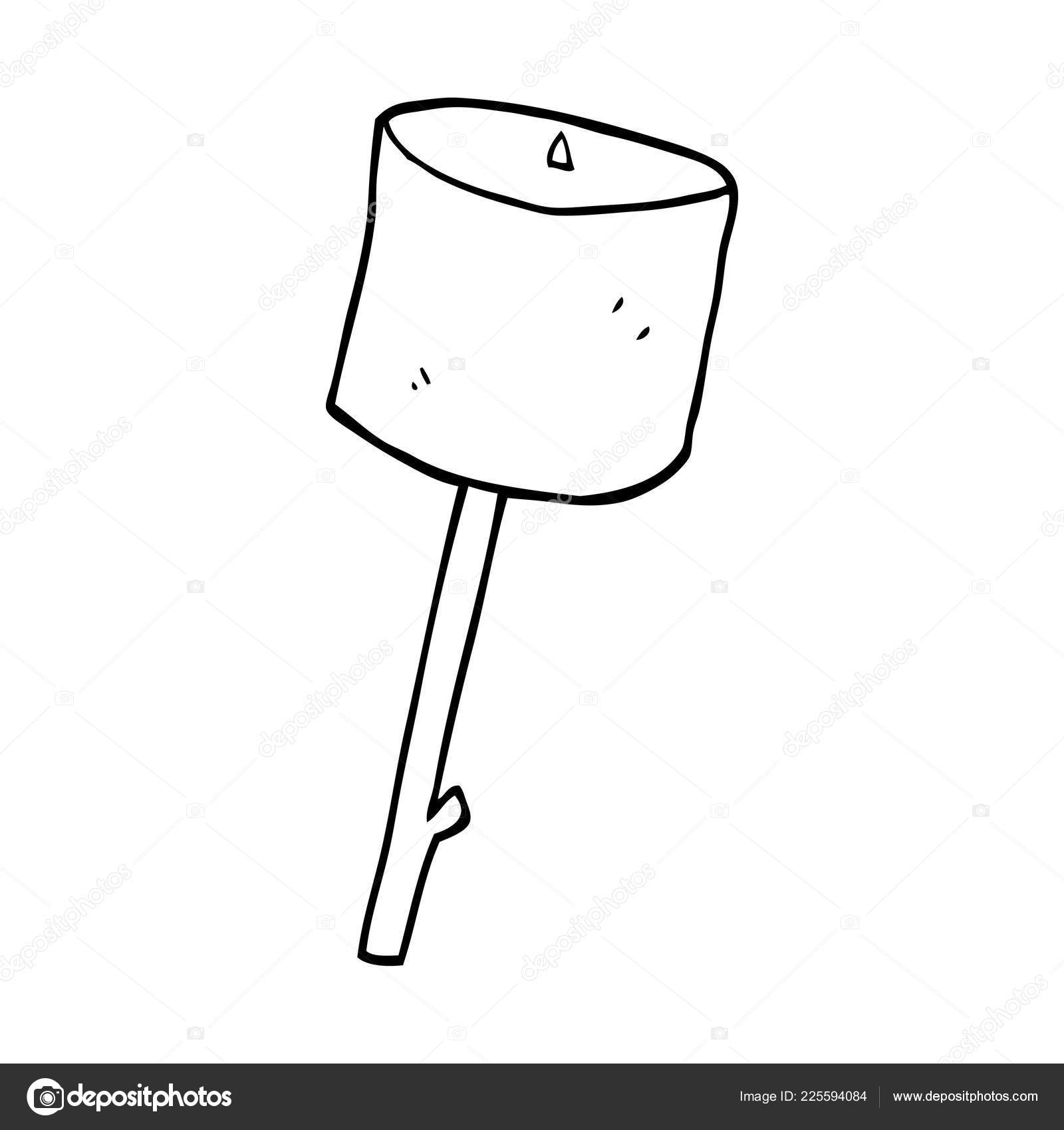 Line Drawing Cartoon Toasted Marshmallow Stock Vector Image by ...