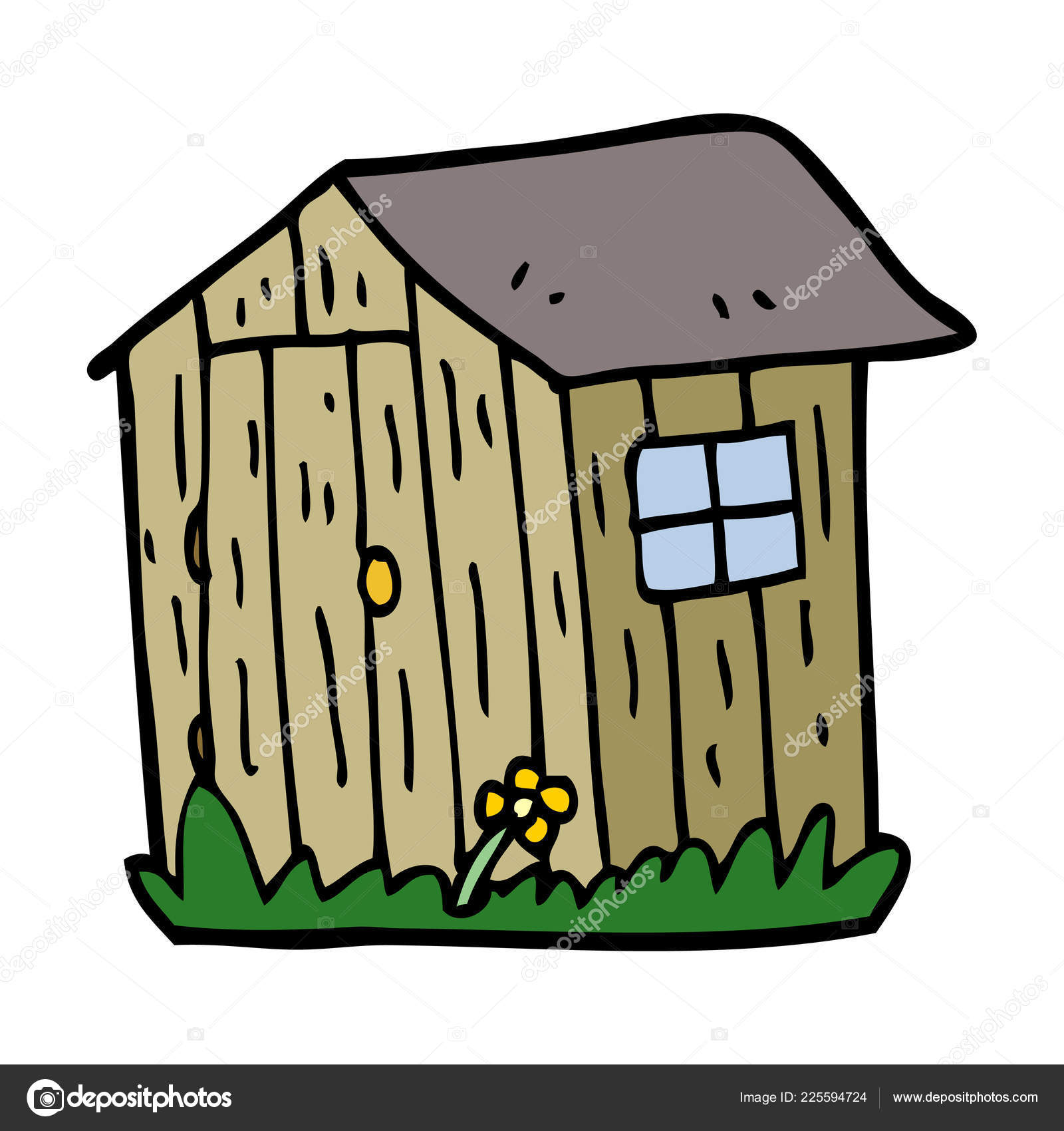 Cartoon Doodle Wooden Shed Stock Vector by ©lineartestpilot 225594724