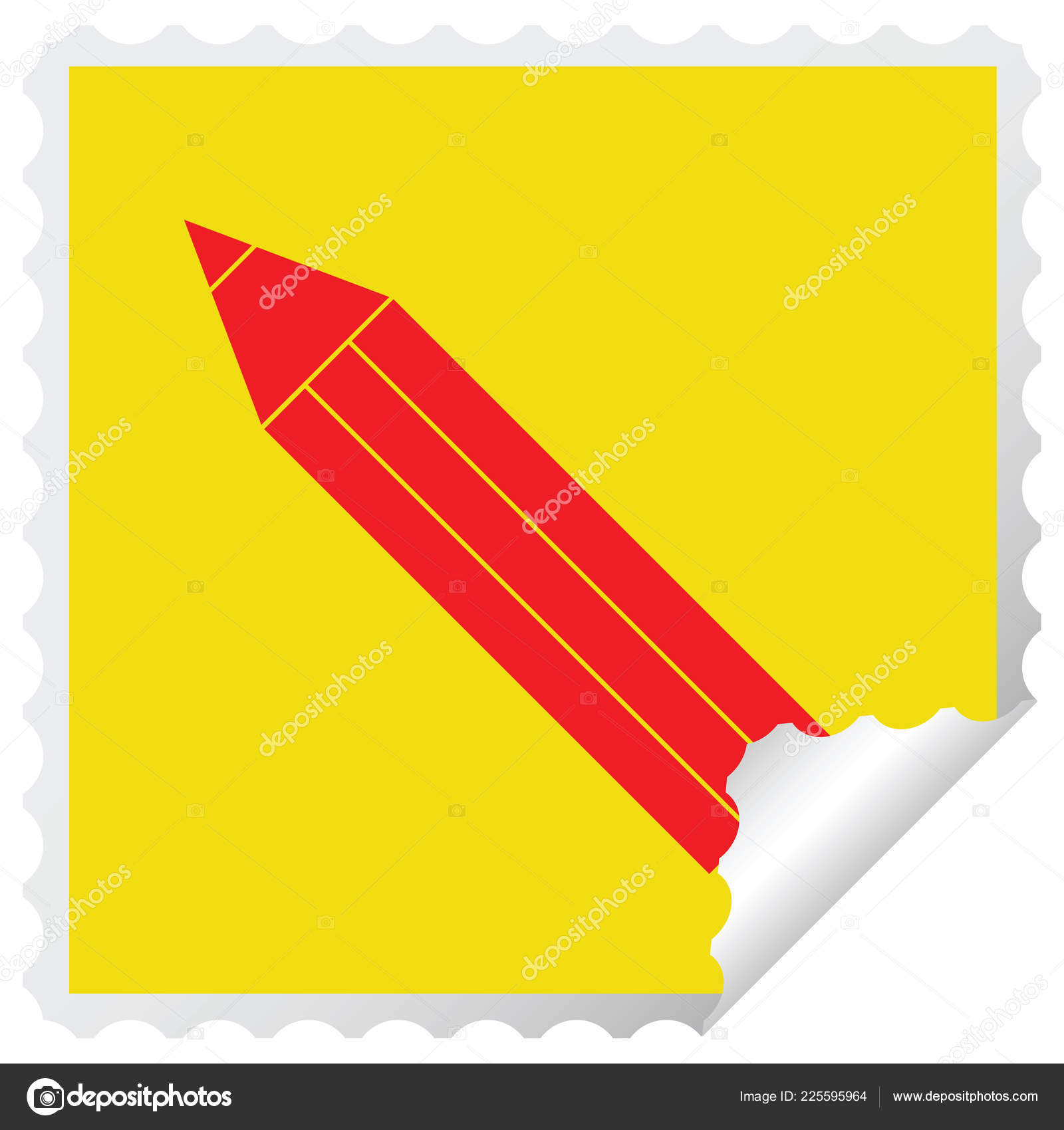 Pencil Vector Illustration Square Peeling Sticker Stock Vector by ...