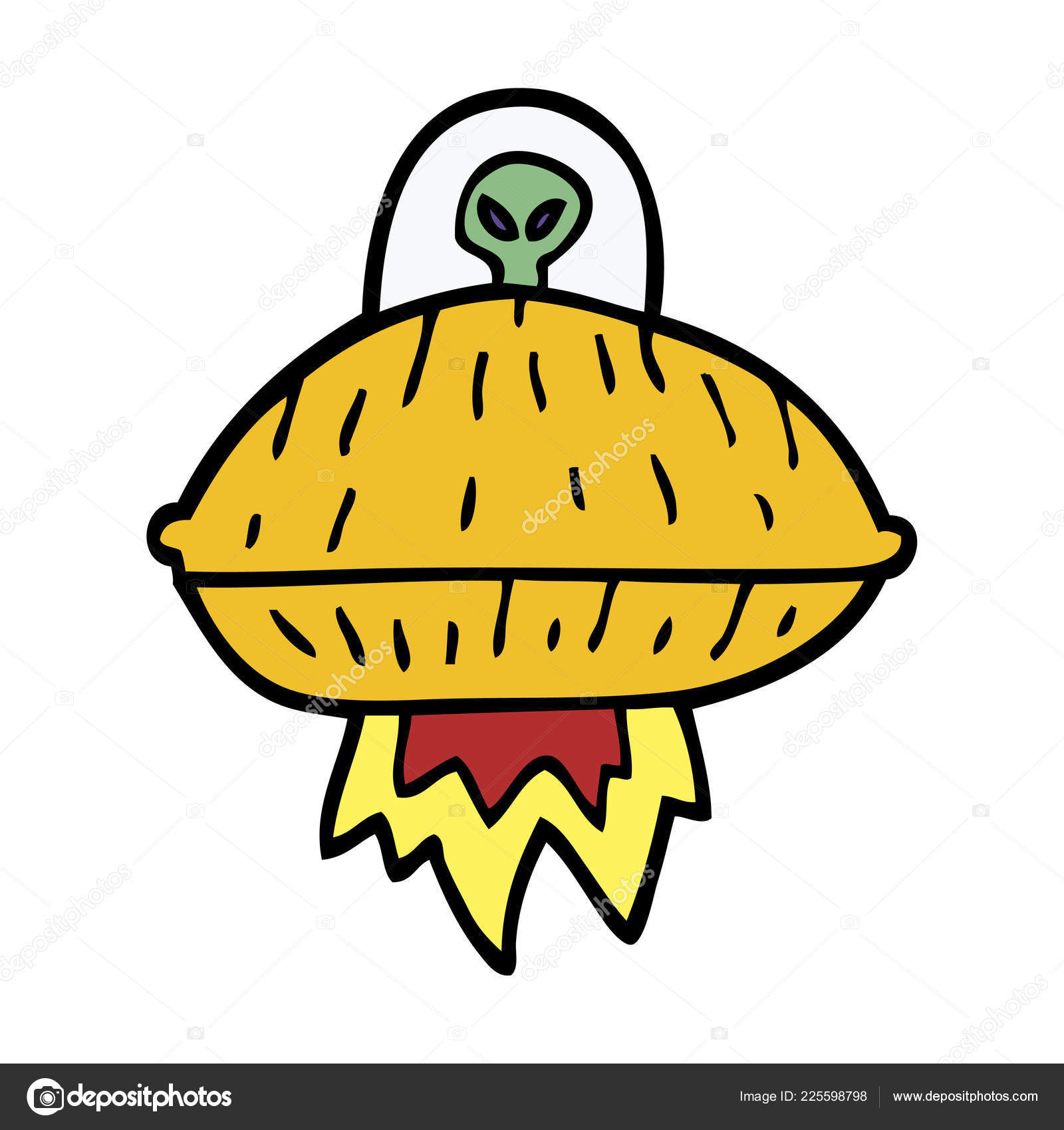 Cartoon Doodle Alien Spaceship Stock Vector by ©lineartestpilot 225598798