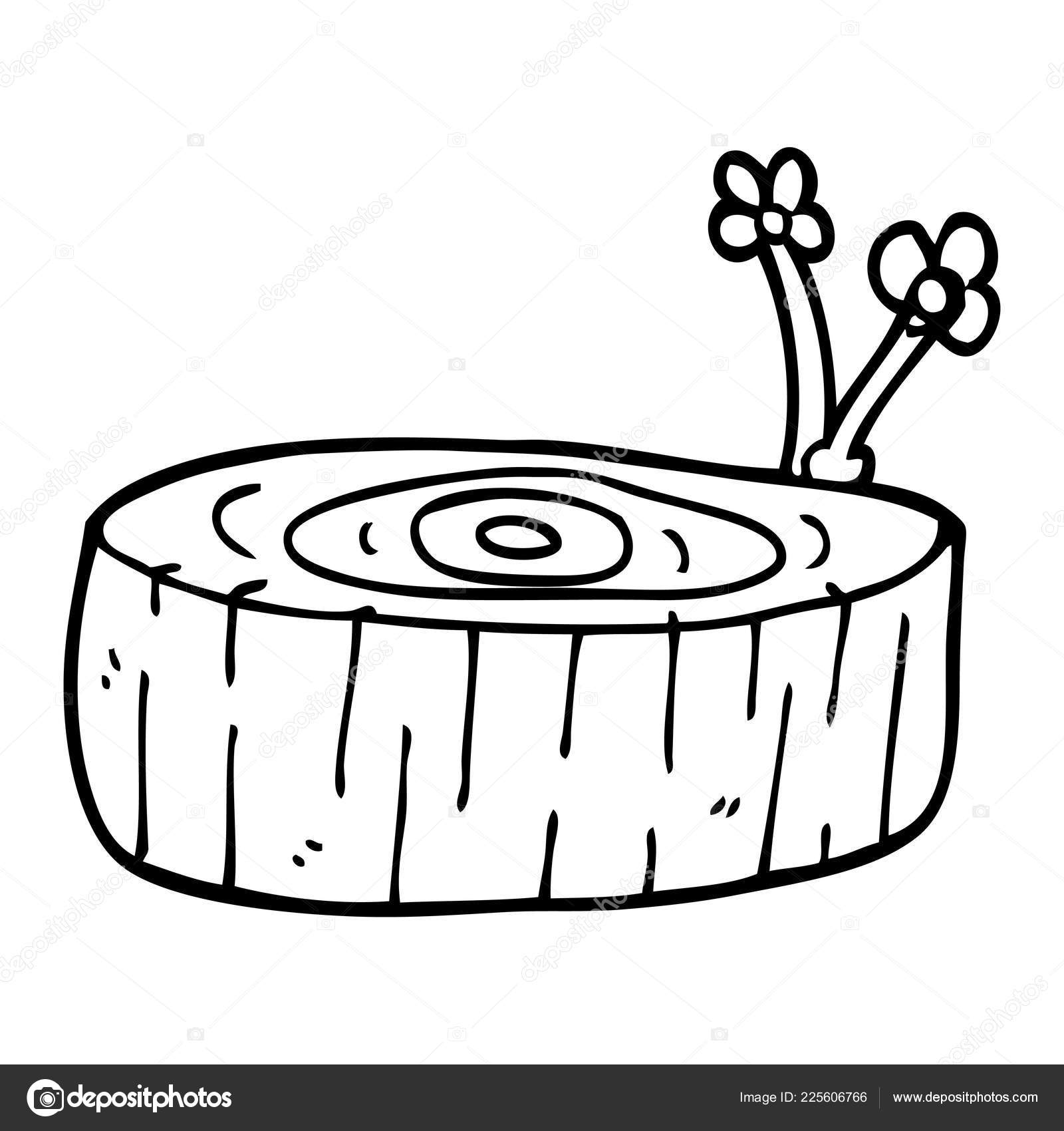 Line Drawing Cartoon Tree Log Stock Vector by ©lineartestpilot 225606766