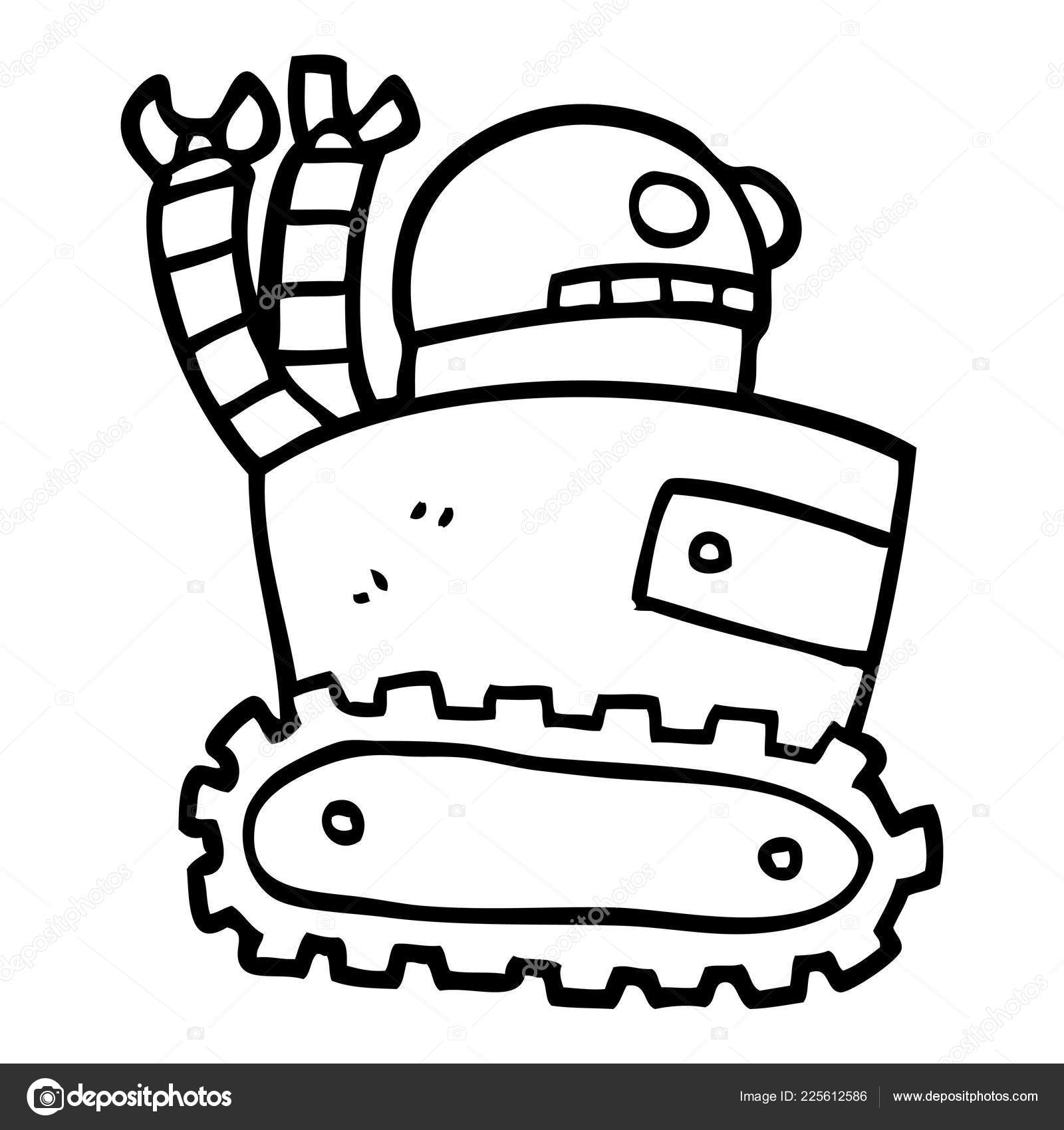 Line Drawing Cartoon Robot Stock Vector by ©lineartestpilot 225612586