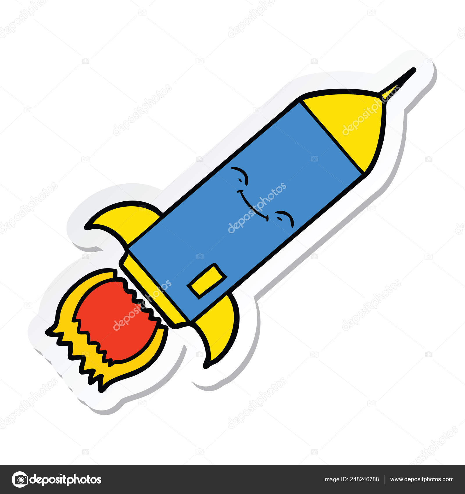 Sticker Cartoon Rocket Stock Vector by ©lineartestpilot 248246788
