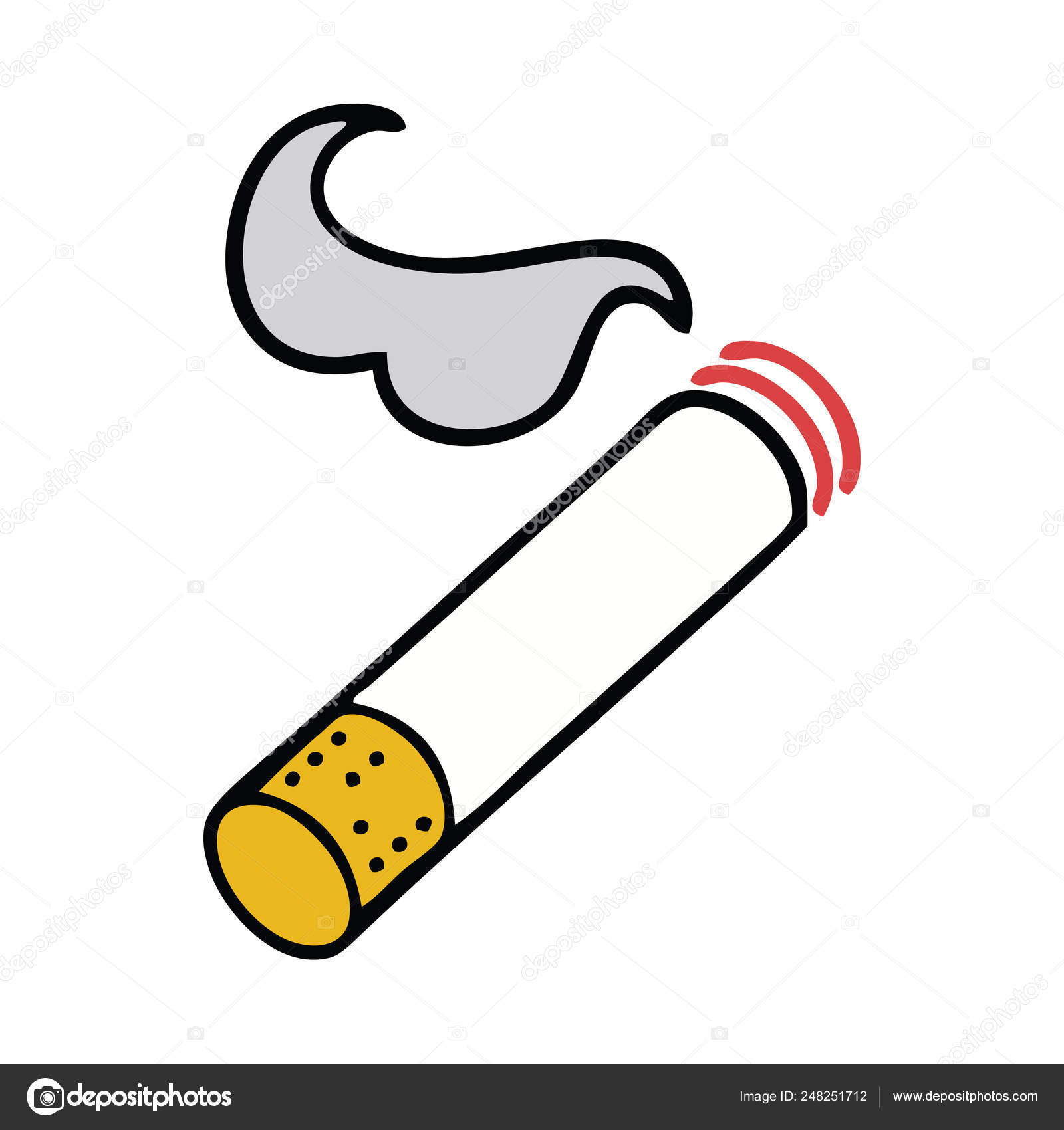귀여운 만화 흡연 담배 스톡 벡터 - ©lineartestpilot 248251712