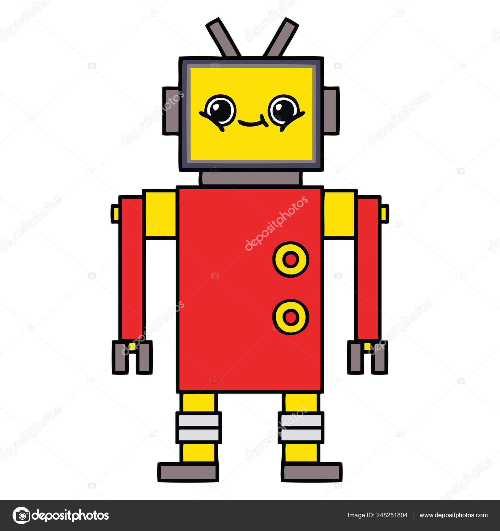 Cute Cartoon Robot Stock Vector Image by ©lineartestpilot #248251804