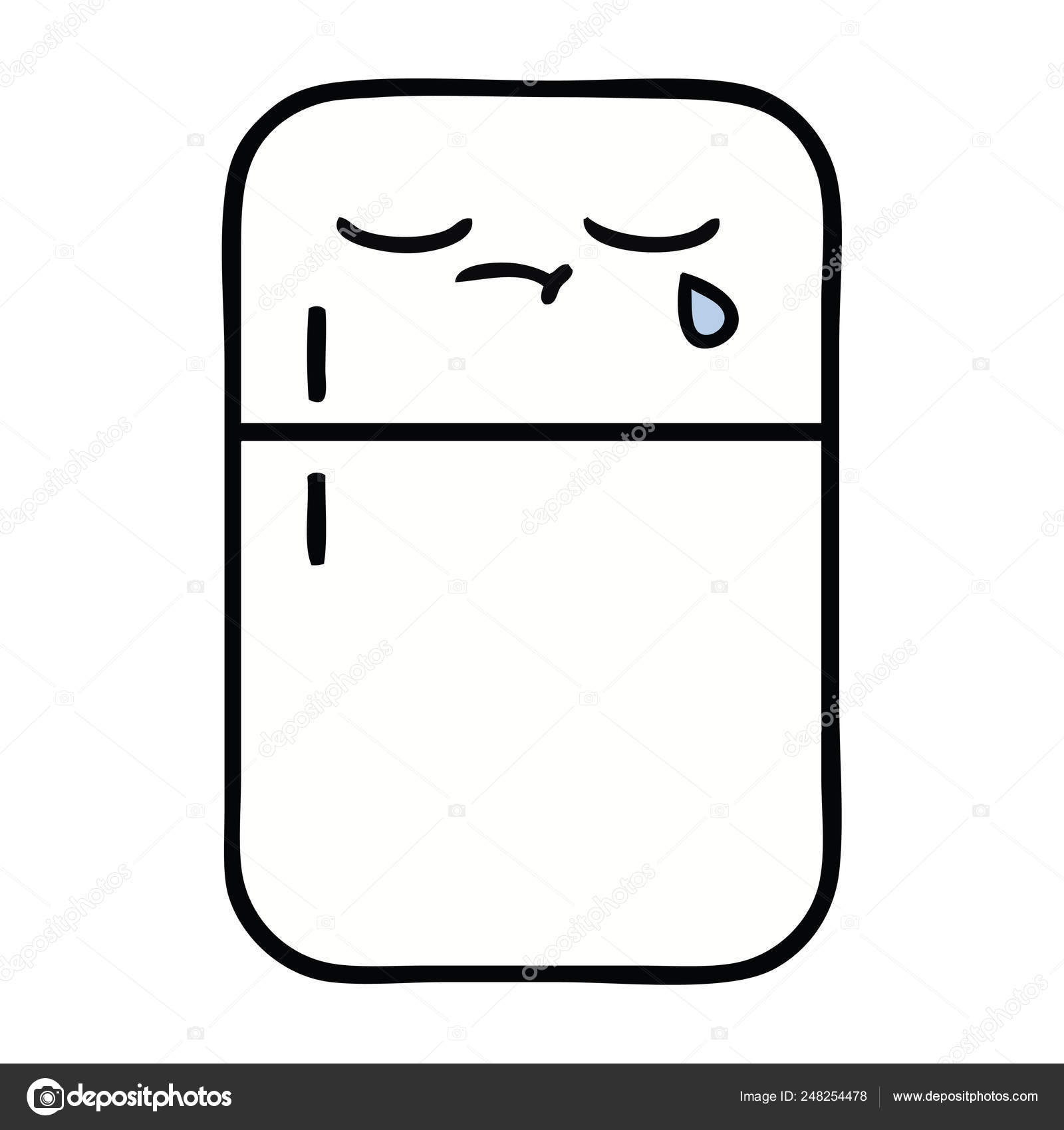 Cute Cartoon Fridge Freezer Stock Vector by ©lineartestpilot 248254478