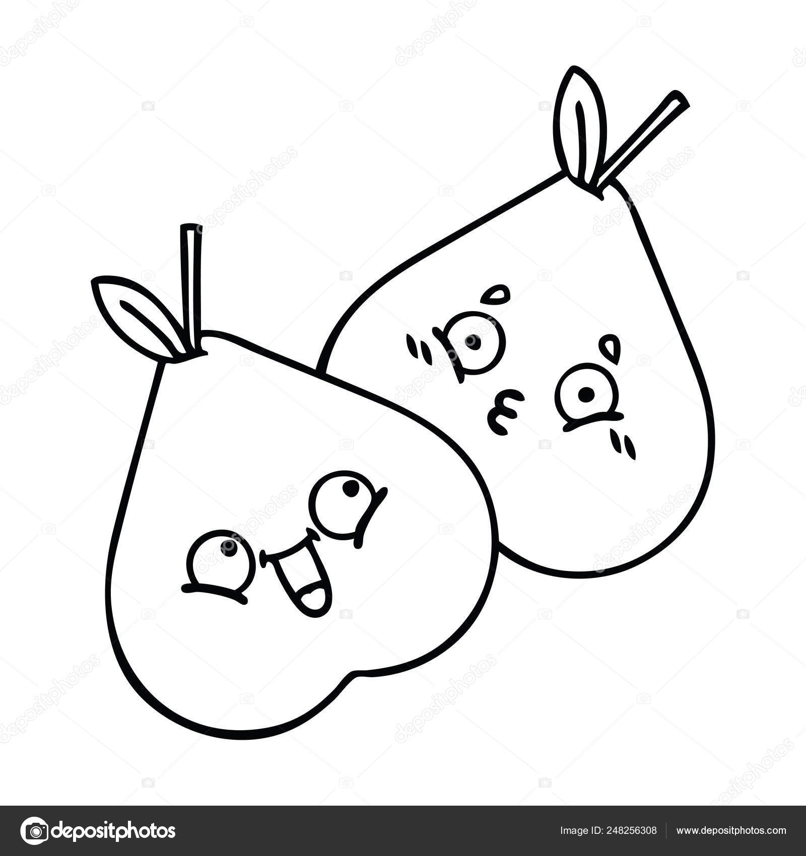 Line Drawing Cartoon Pears Stock Vector by ©lineartestpilot 248256308