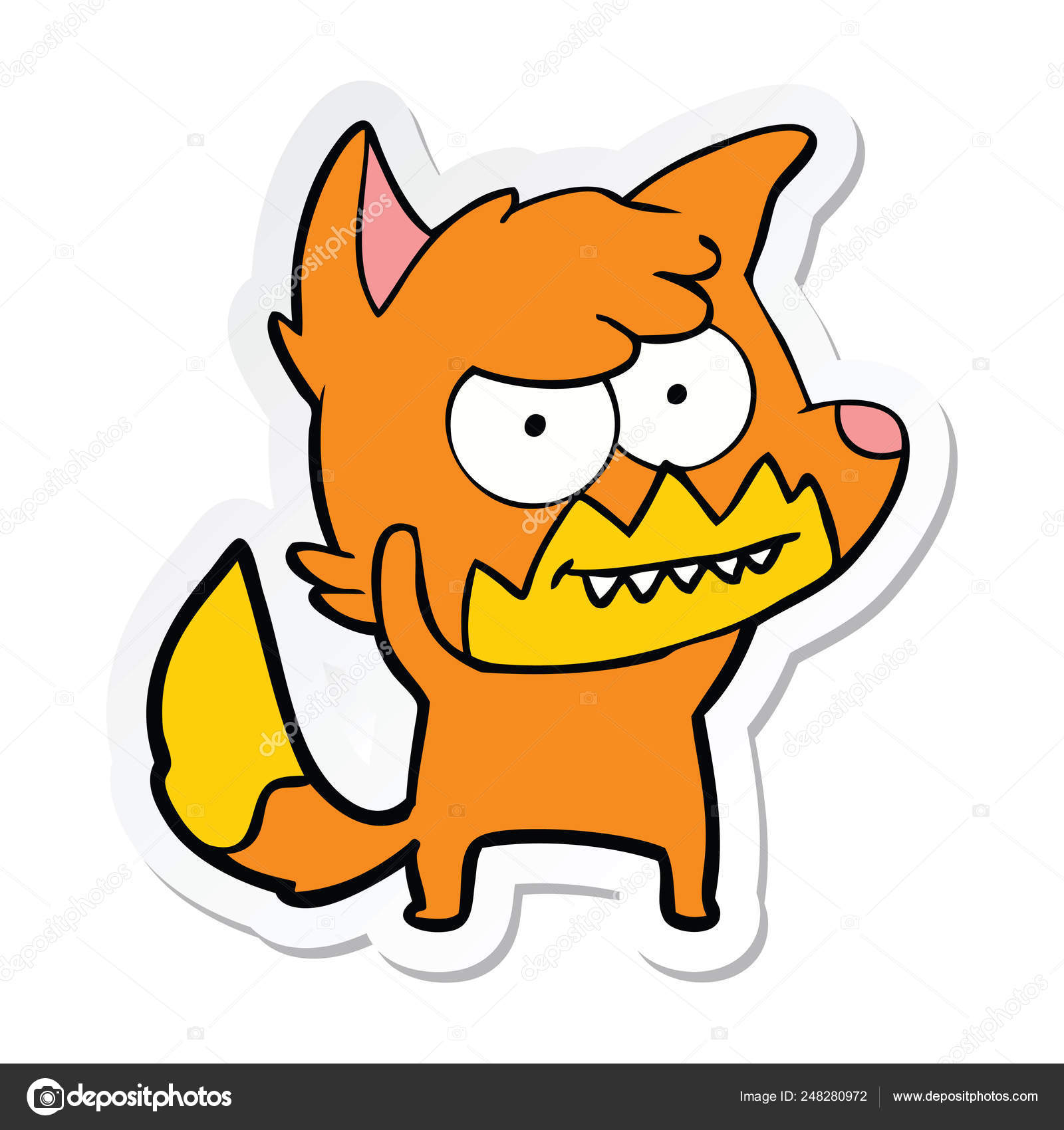 Sticker Cartoon Grinning Fox Stock Vector by ©lineartestpilot 248280972