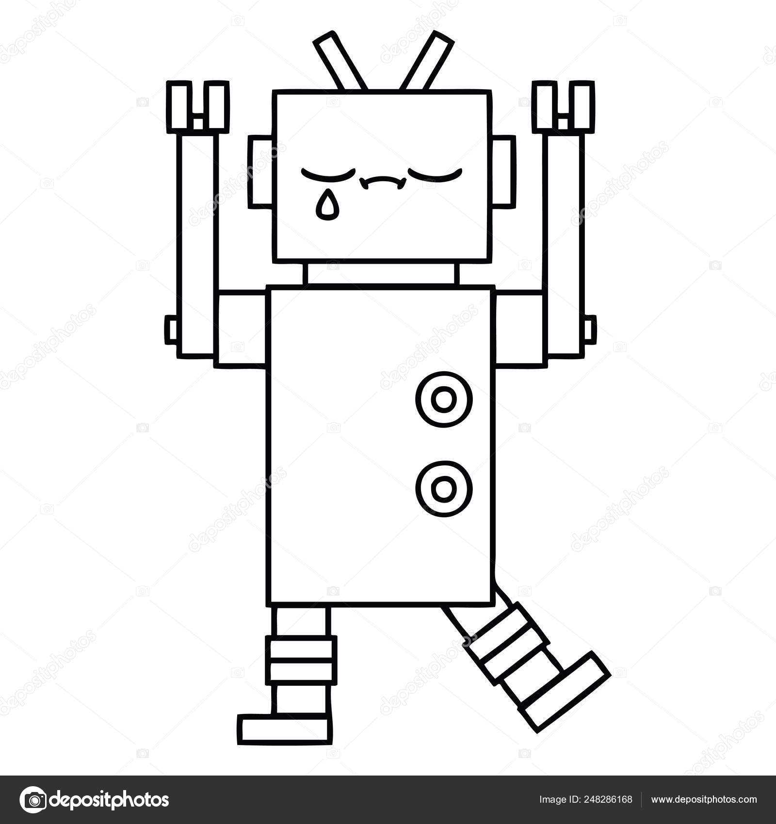 Line drawing cartoon robot Stock Vector Image by ©lineartestpilot ...
