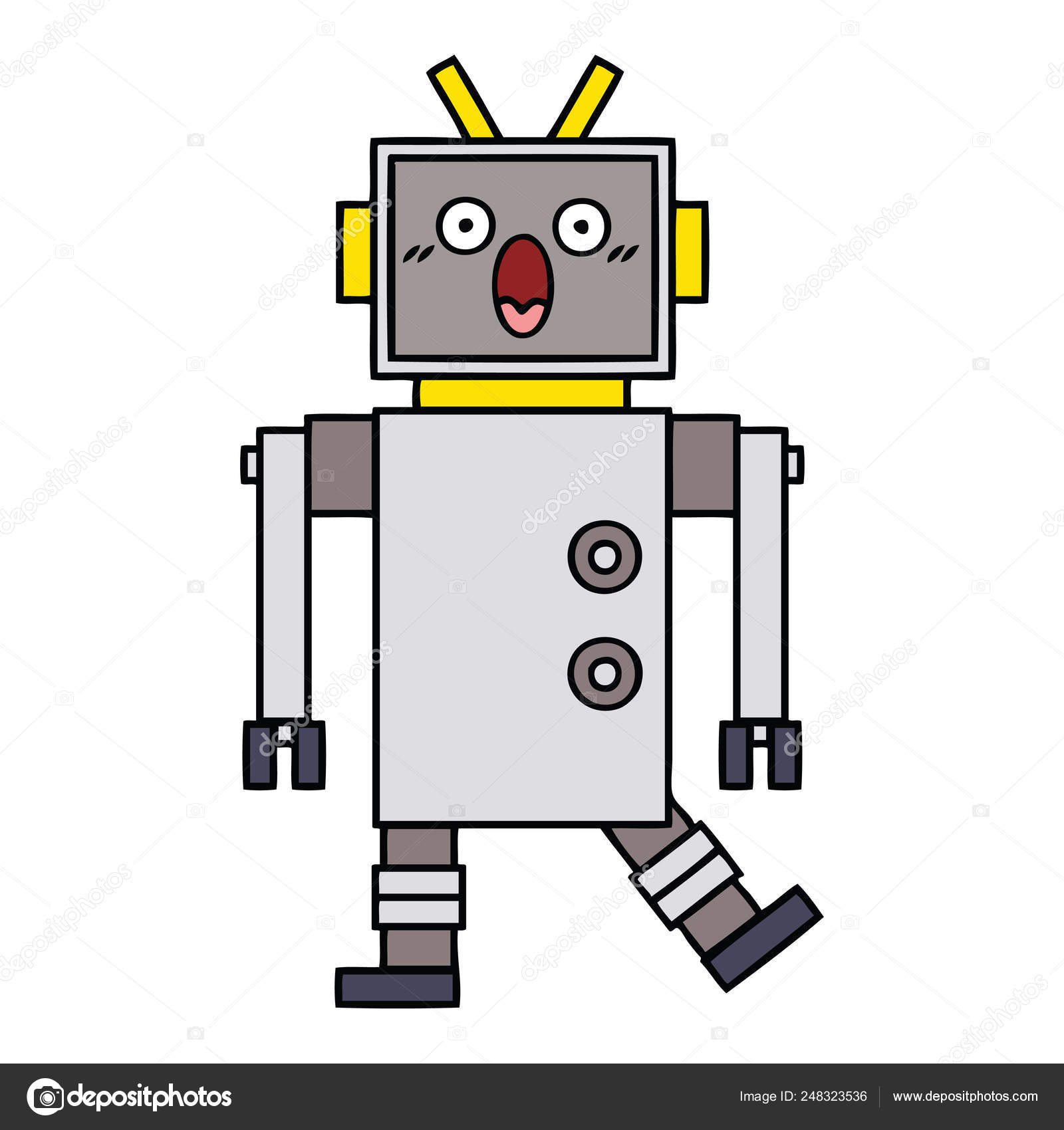 Robô de desenho animado bonito Vetor de stock de ©lineartestpilot 248323536