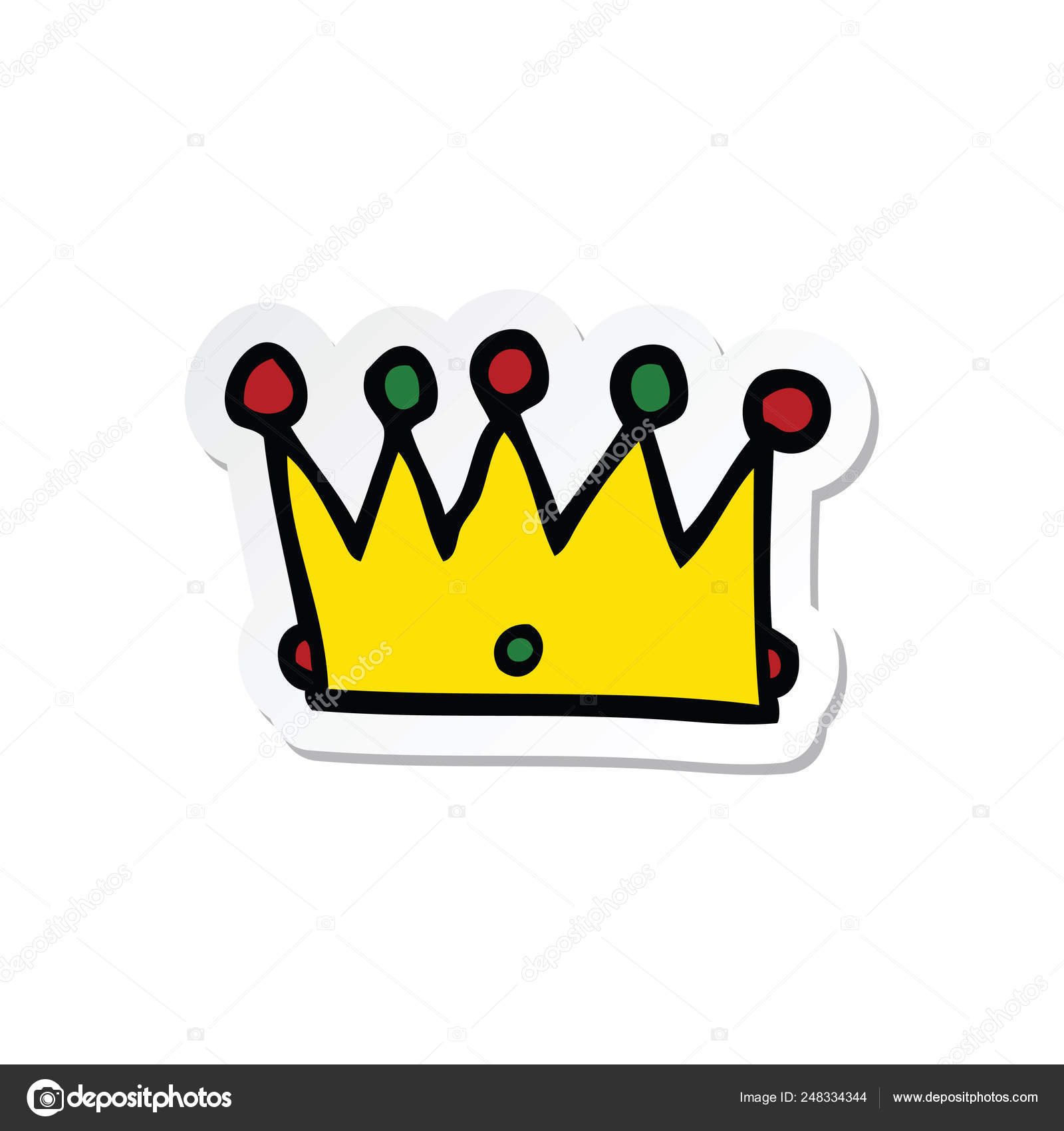 Sticker Cartoon Crown Stock Illustration by ©lineartestpilot #248334344