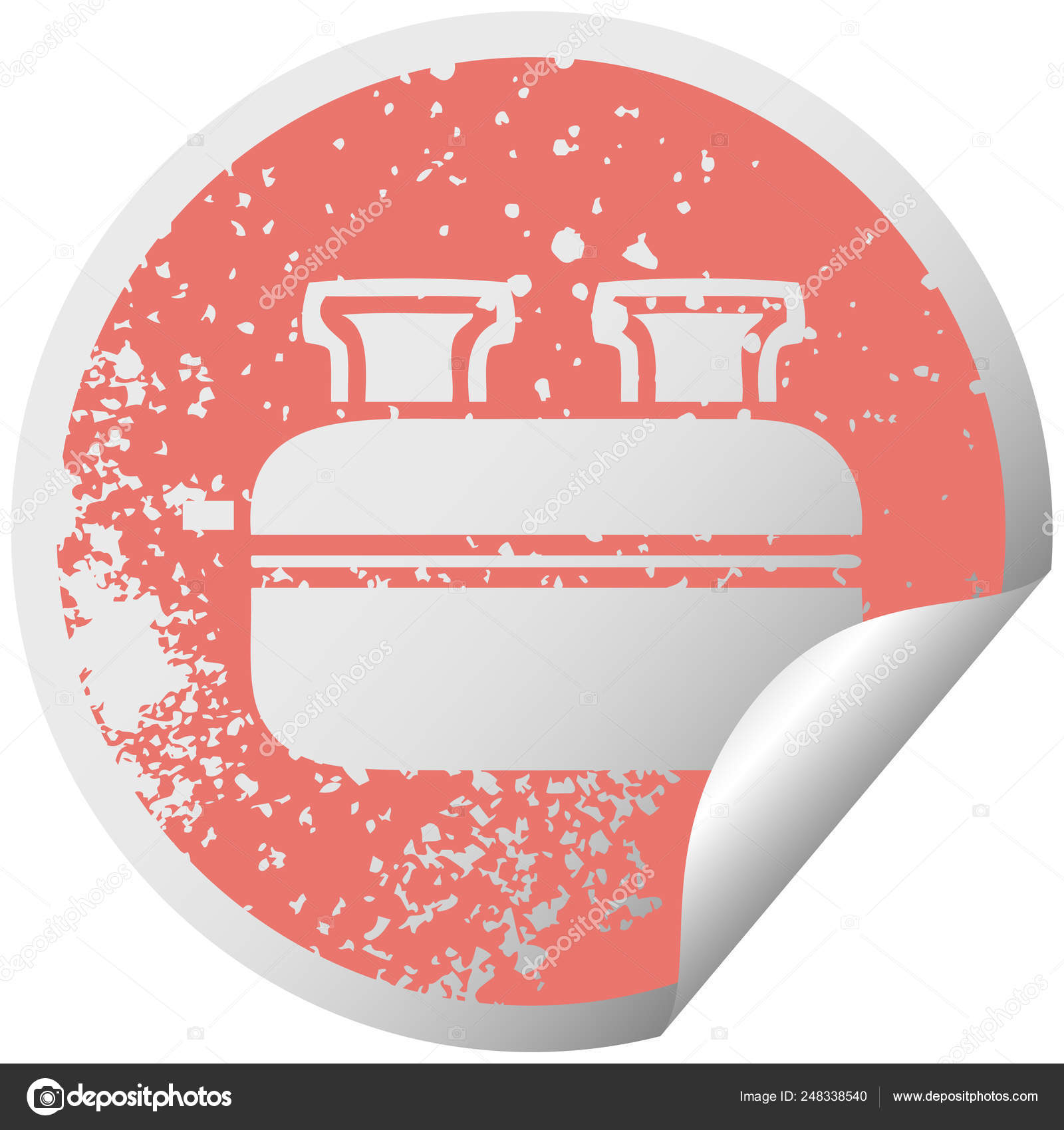 Distressed circular peeling sticker symbol double toaster Stock Vector ...