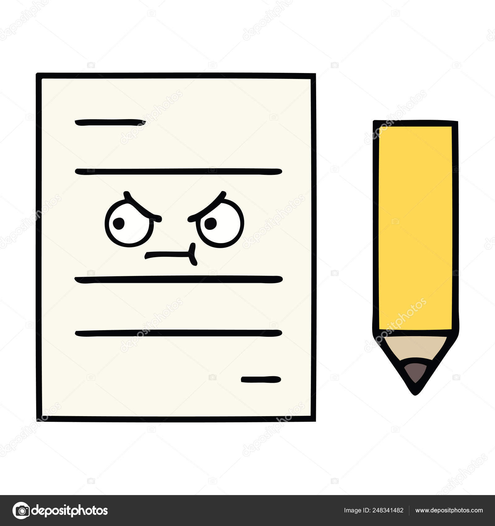 Cute cartoon test paper Stock Vector by ©lineartestpilot 248341482