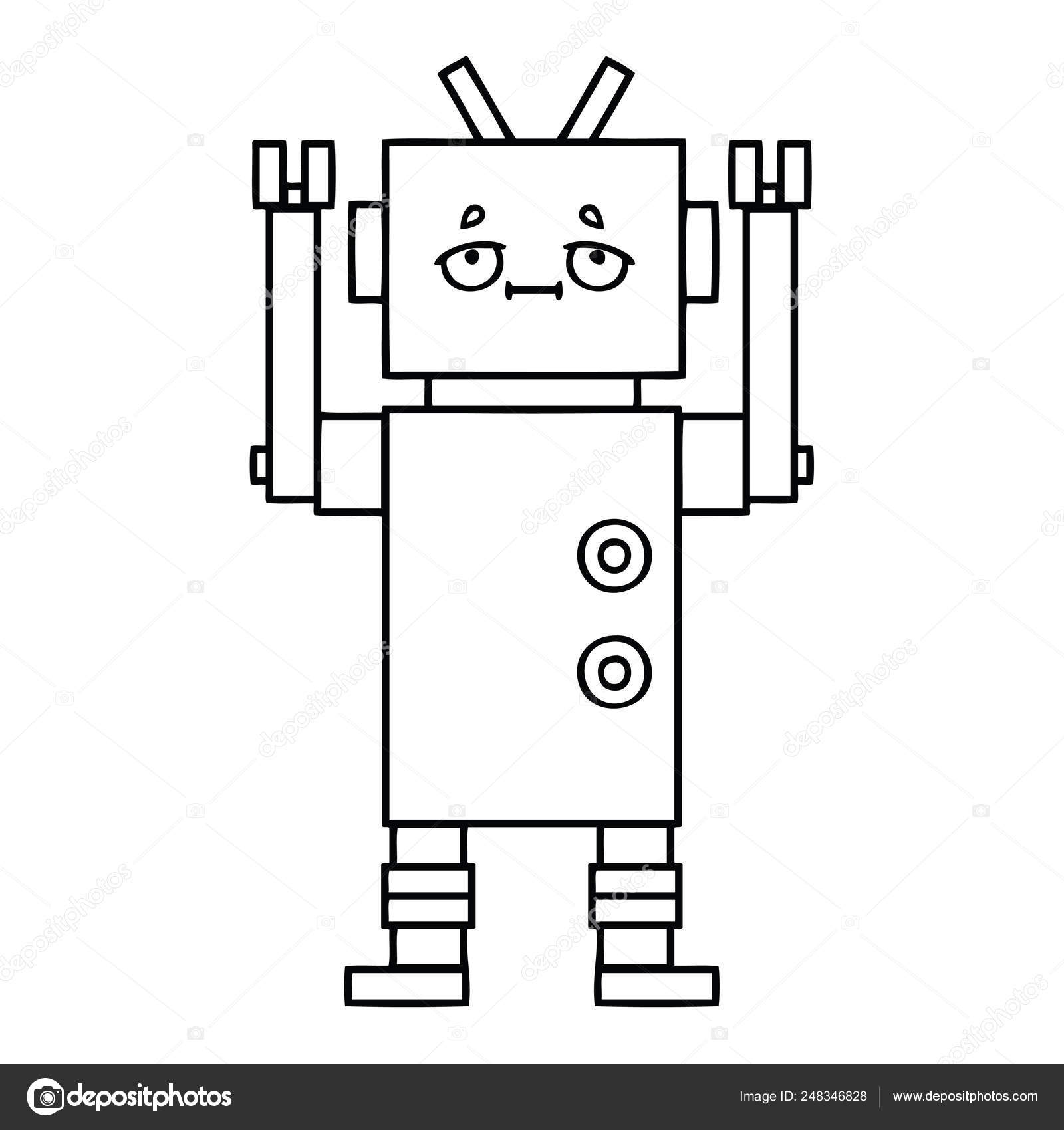 Line drawing cartoon robot Stock Vector Image by ©lineartestpilot ...