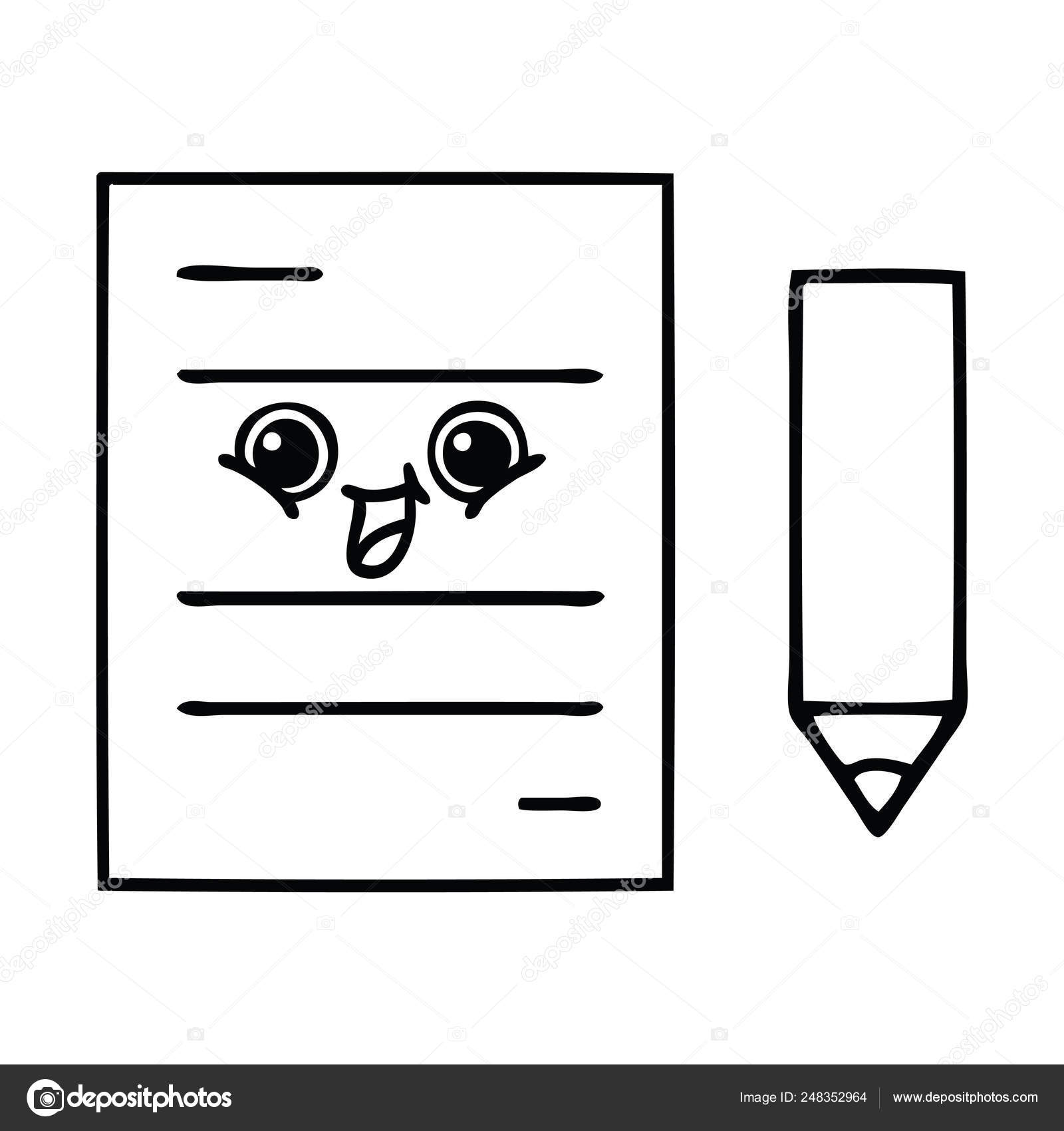 Line Drawing Cartoon Test Paper Stock Vector by ©lineartestpilot 248352964