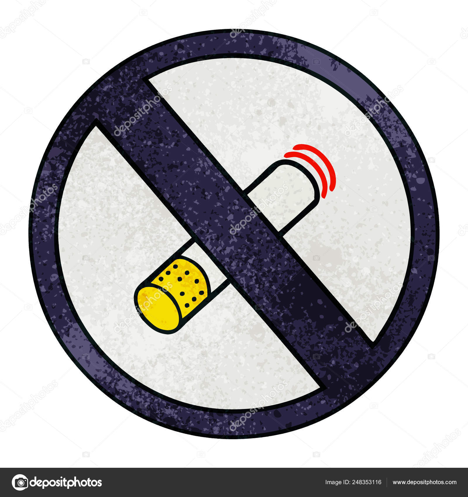 Retro Grunge Texture Cartoon Smoking Allowed Sign Stock Vector by ...
