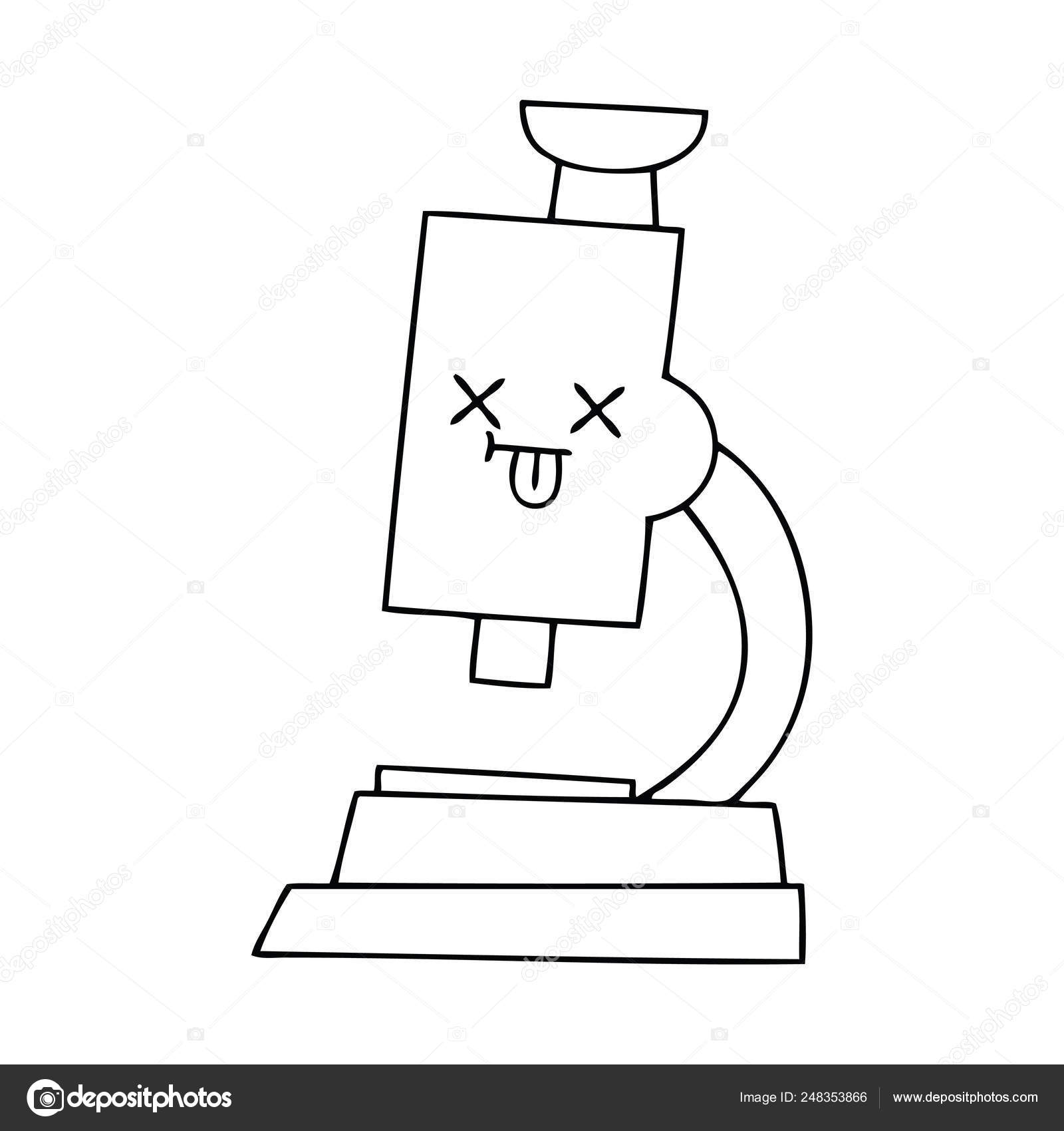 Line drawing cartoon microscope Stock Vector by ©lineartestpilot 248353866