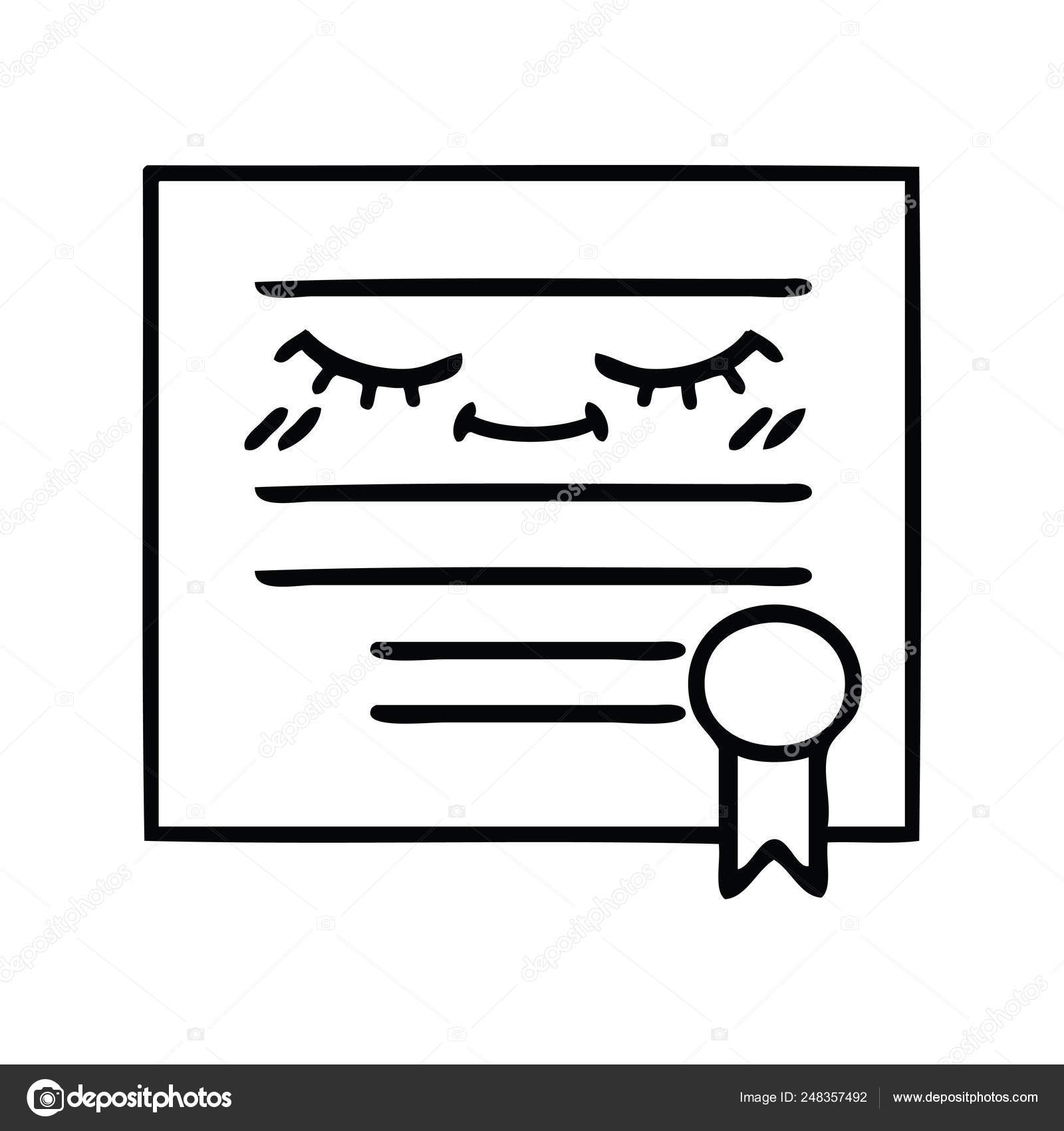 Line drawing cartoon graduation diploma Stock Vector by ...