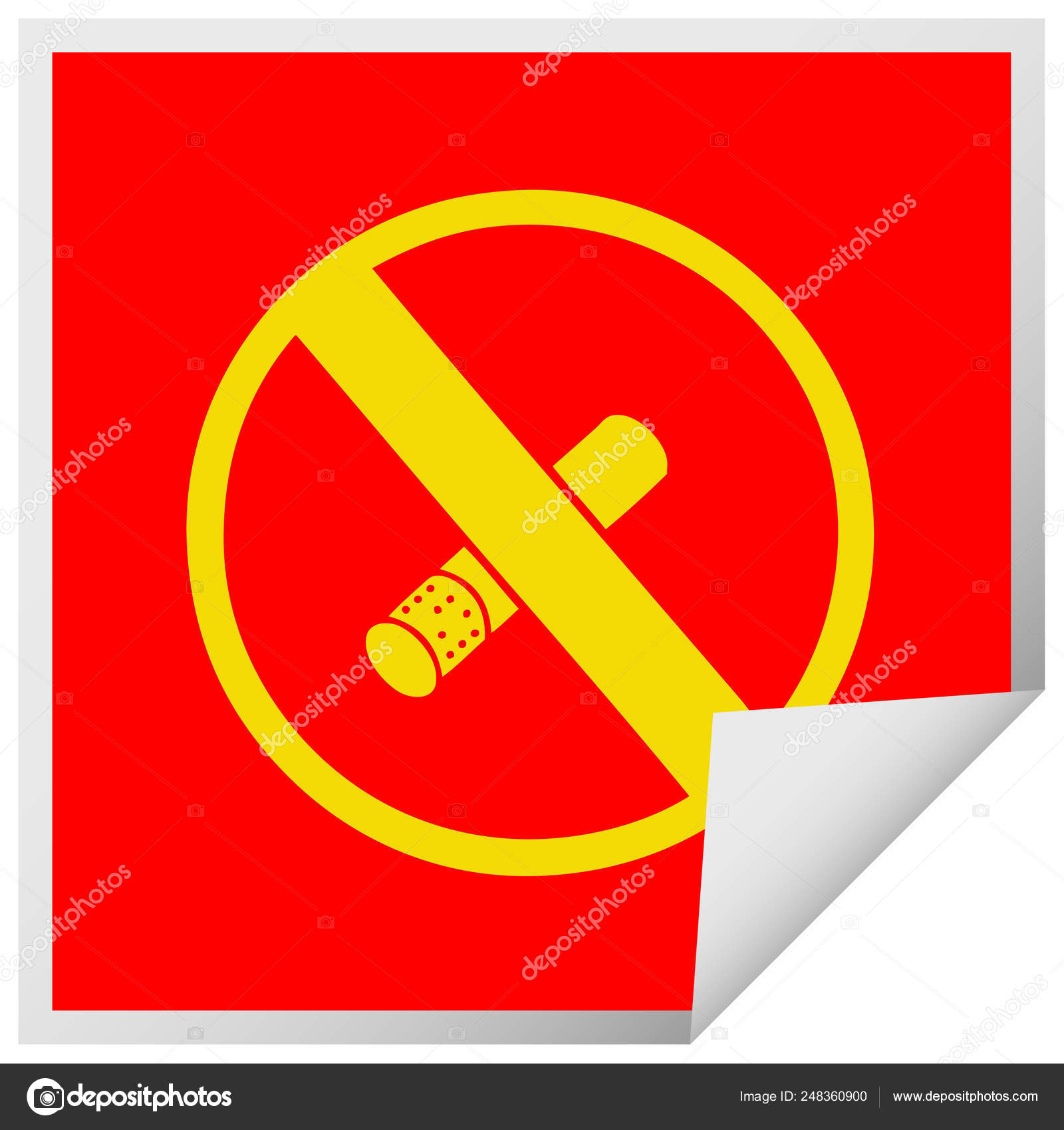 Square Peeling Sticker Cartoon Smoking Allowed Sign Stock Vector by ...