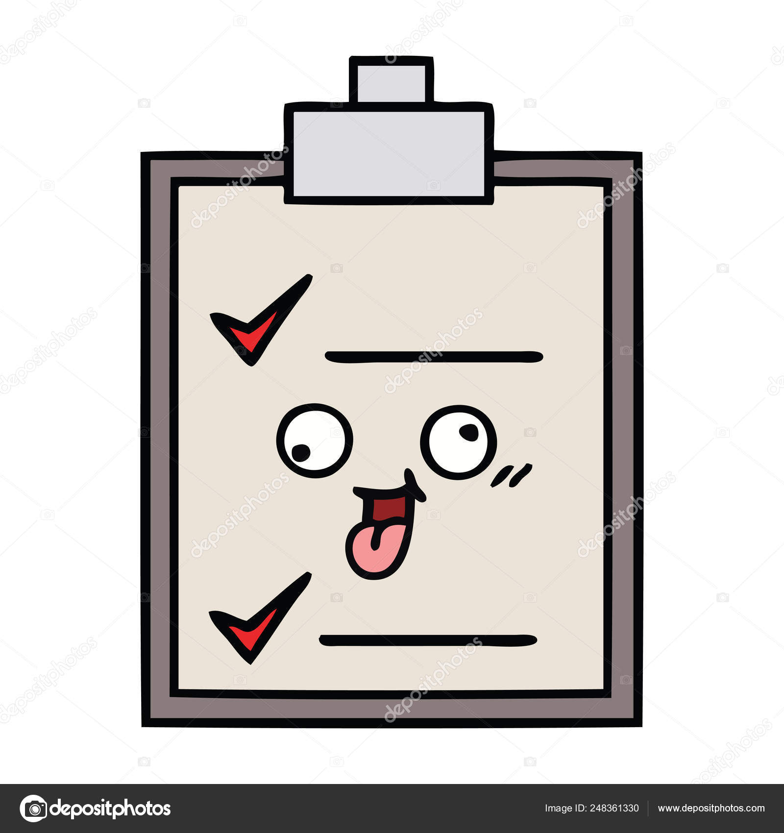 Desenho Animado Bonito Uma Lista Verificação Vetor de stock de ...