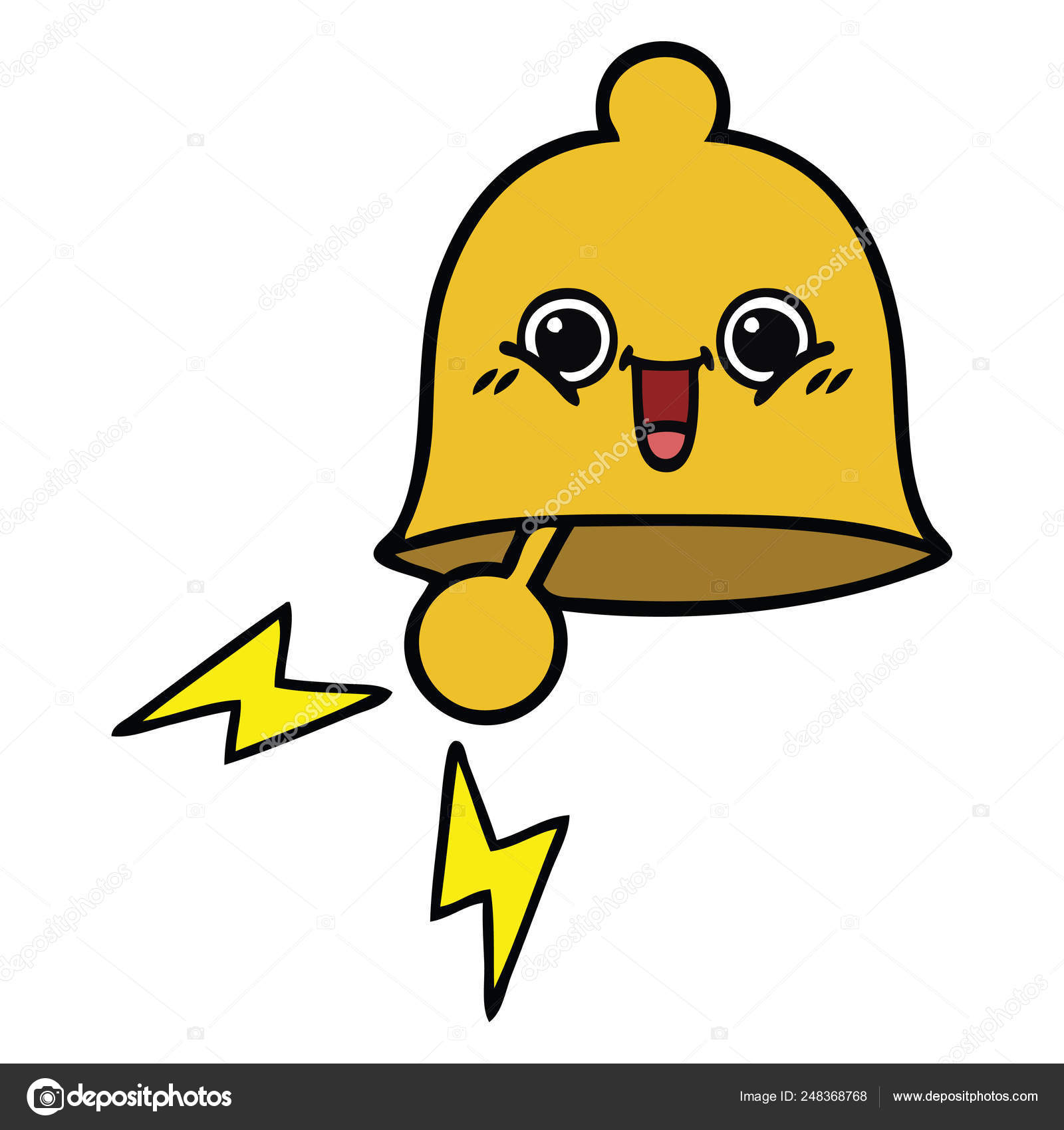 Cute Cartoon Ringing Bell Stock Vector by ©lineartestpilot 248368768