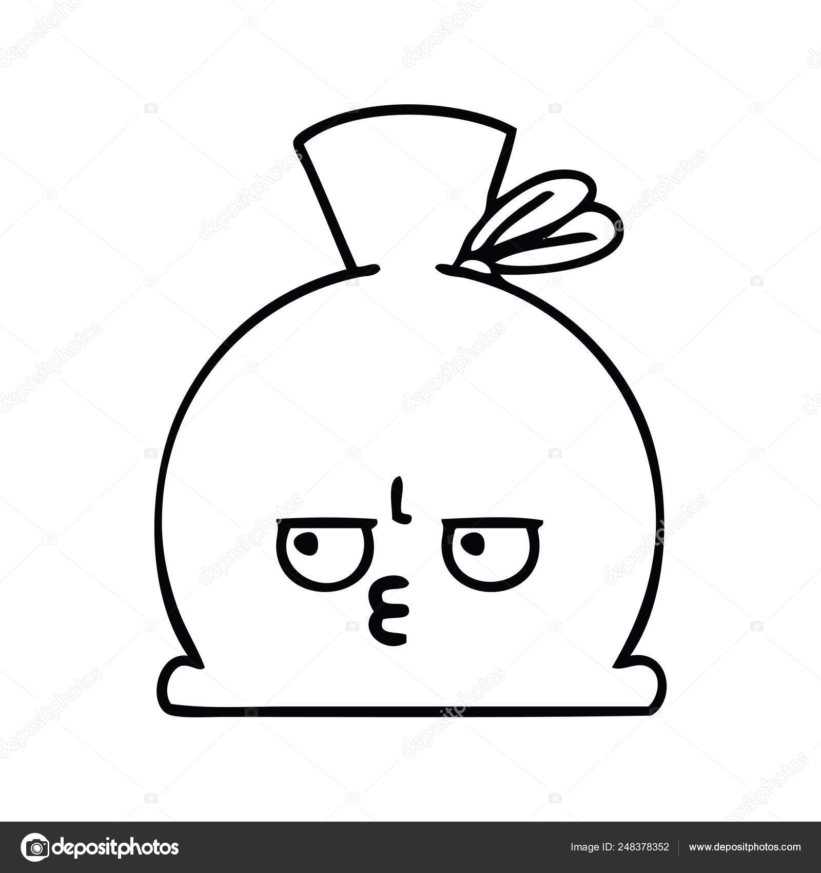 Line drawing cartoon sack Stock Vector by ©lineartestpilot 248378352