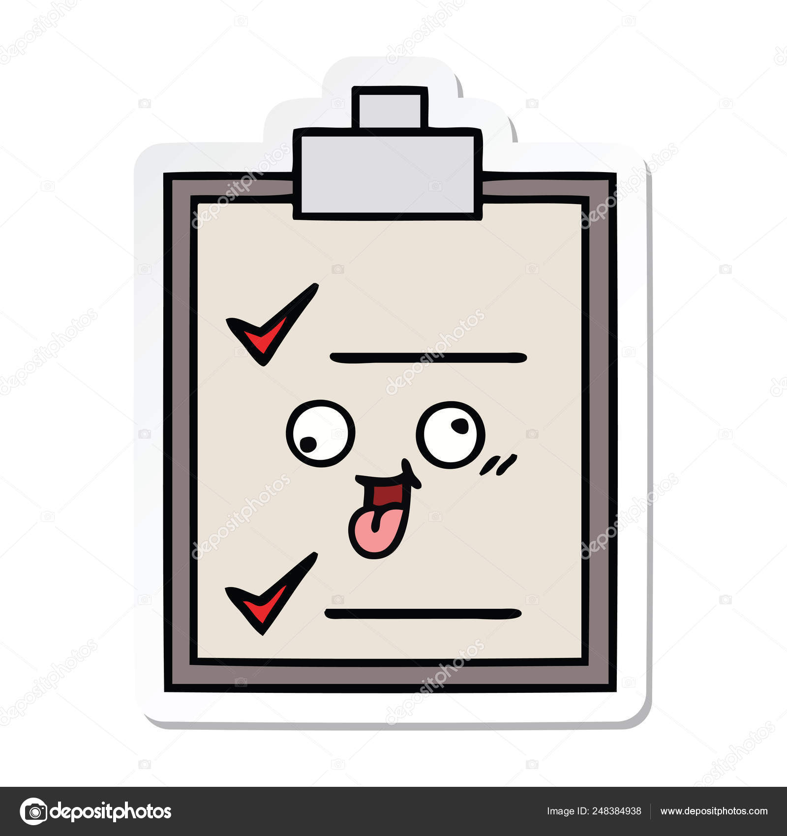 Etiqueta Uma Lista Verificação Bonito Desenho Animado imagem vetorial ...