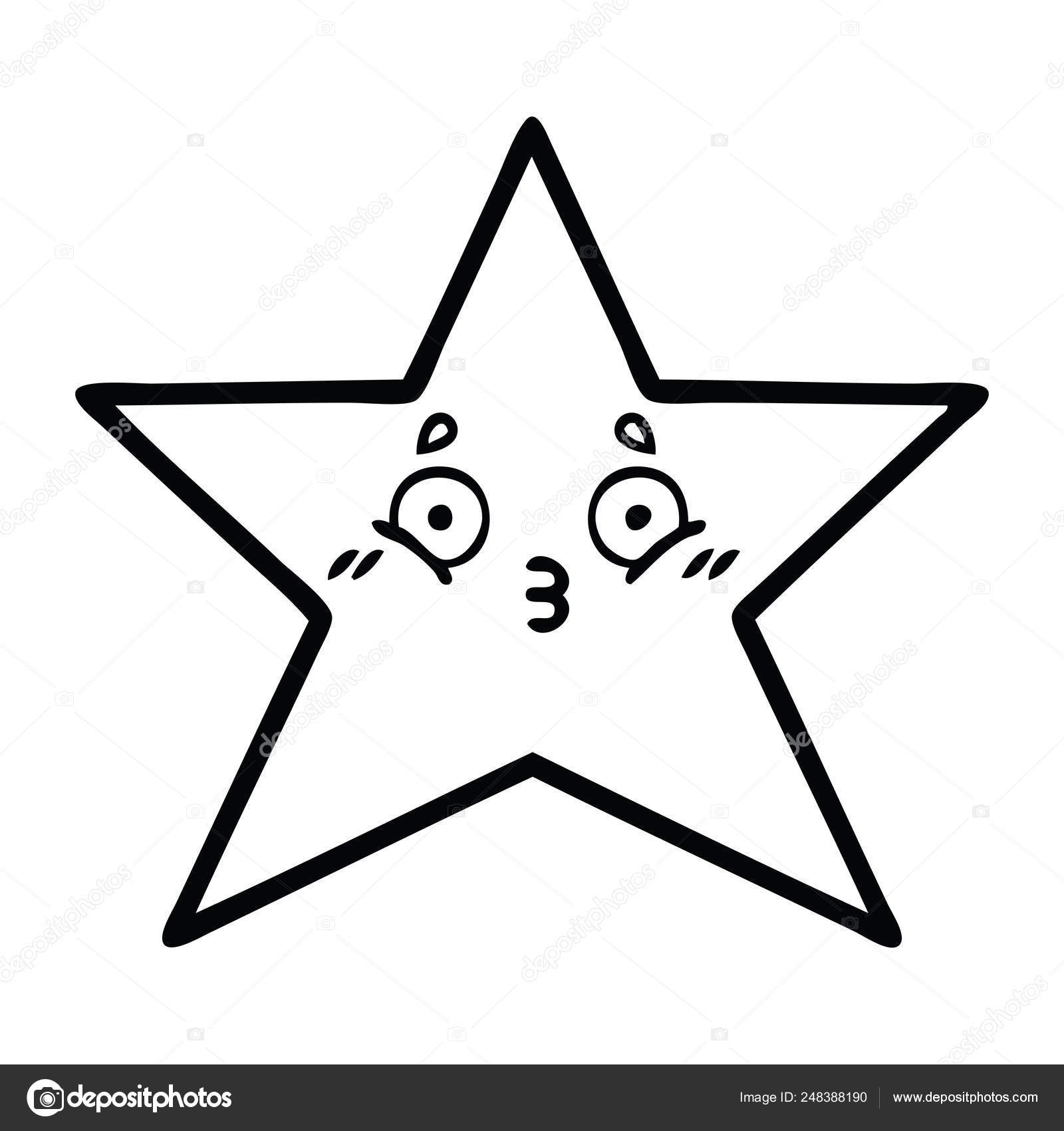 Line drawing cartoon gold star Stock Vector by ©lineartestpilot 248388190