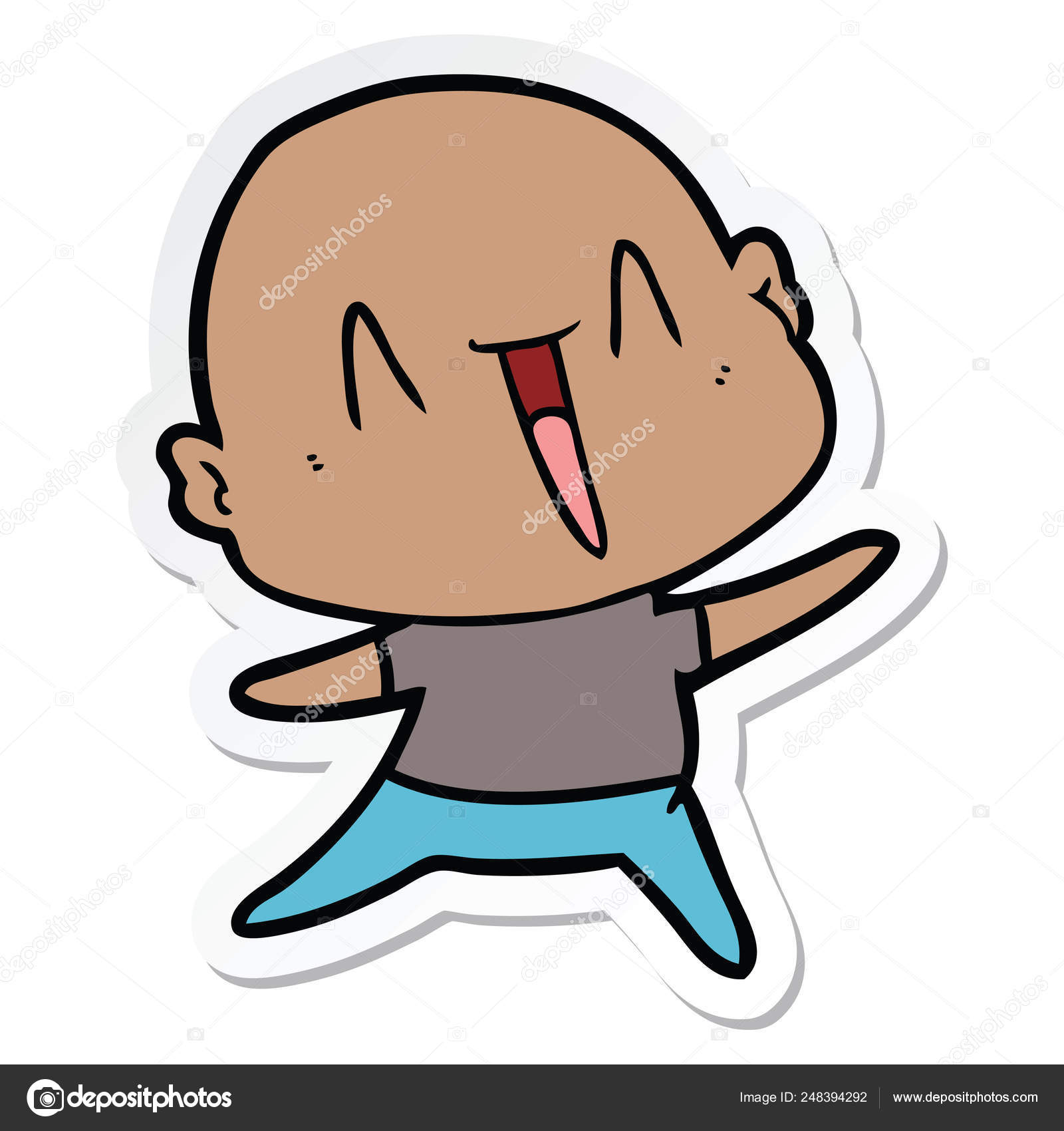 Sticker of a happy cartoon bald man Stock Vector by ©lineartestpilot ...