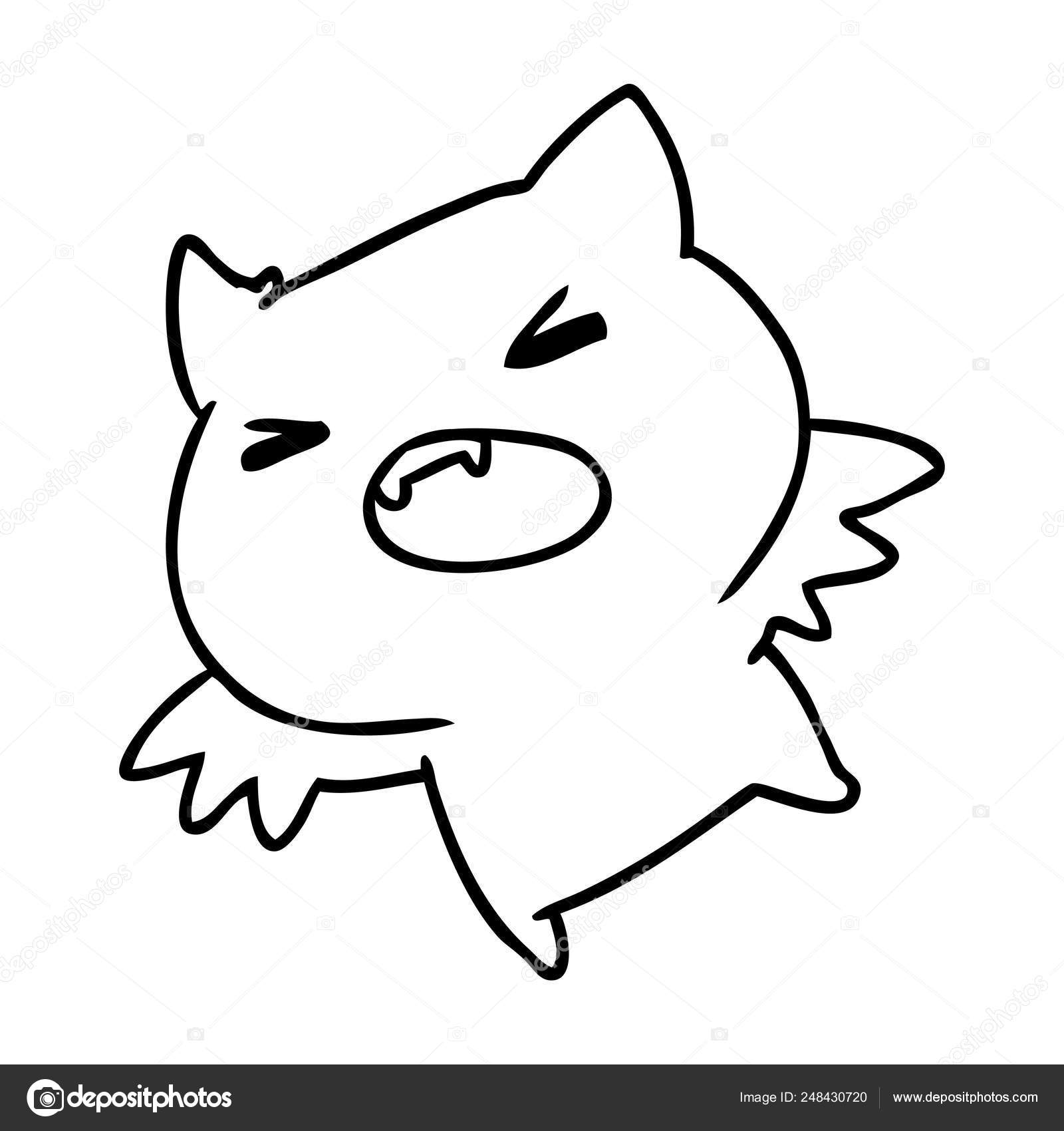 Line drawing of a kawaii cute bat Stock Vector by ©lineartestpilot ...