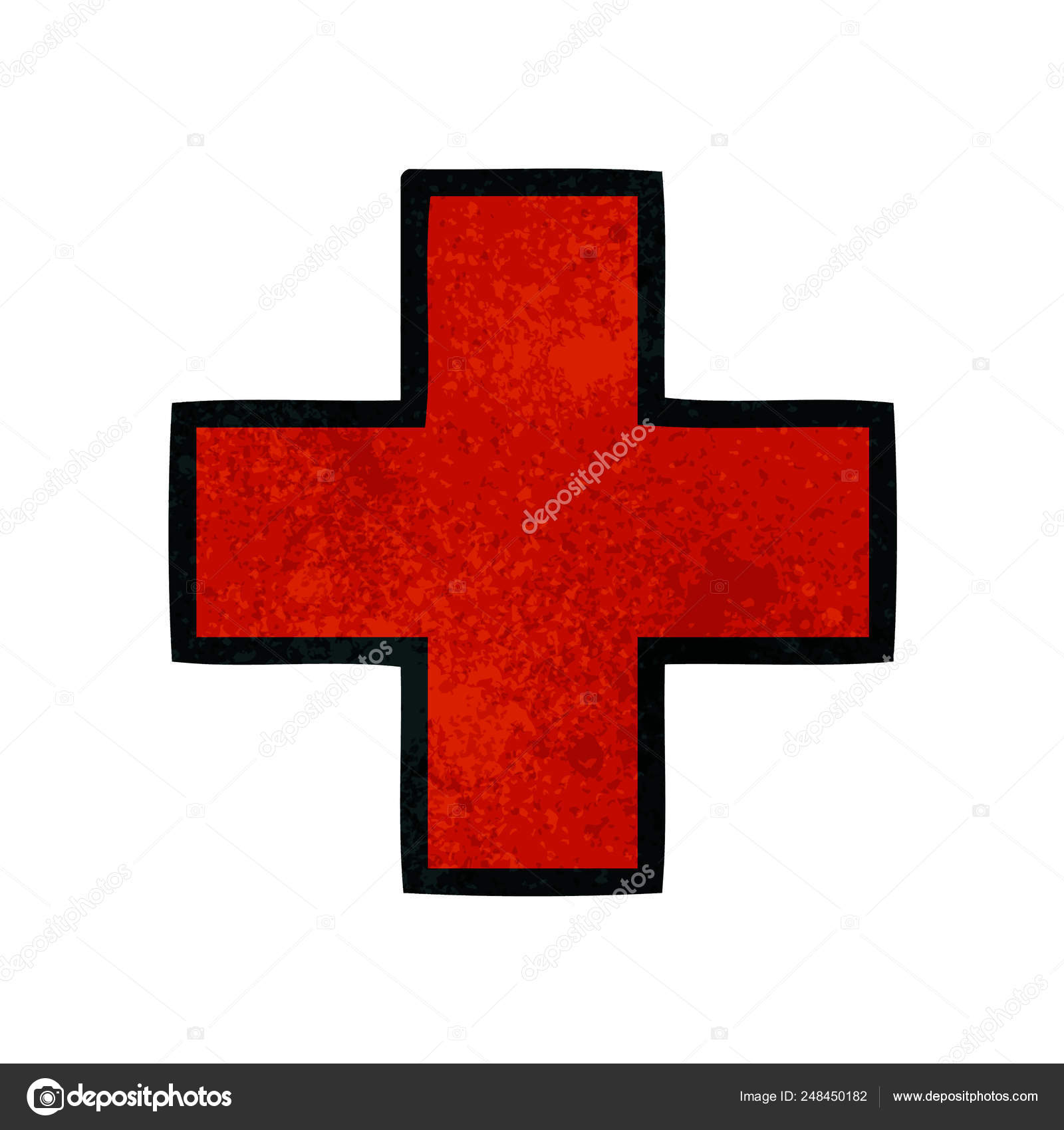 Retro grunge texture cartoon addition symbol Stock Vector Image by ...