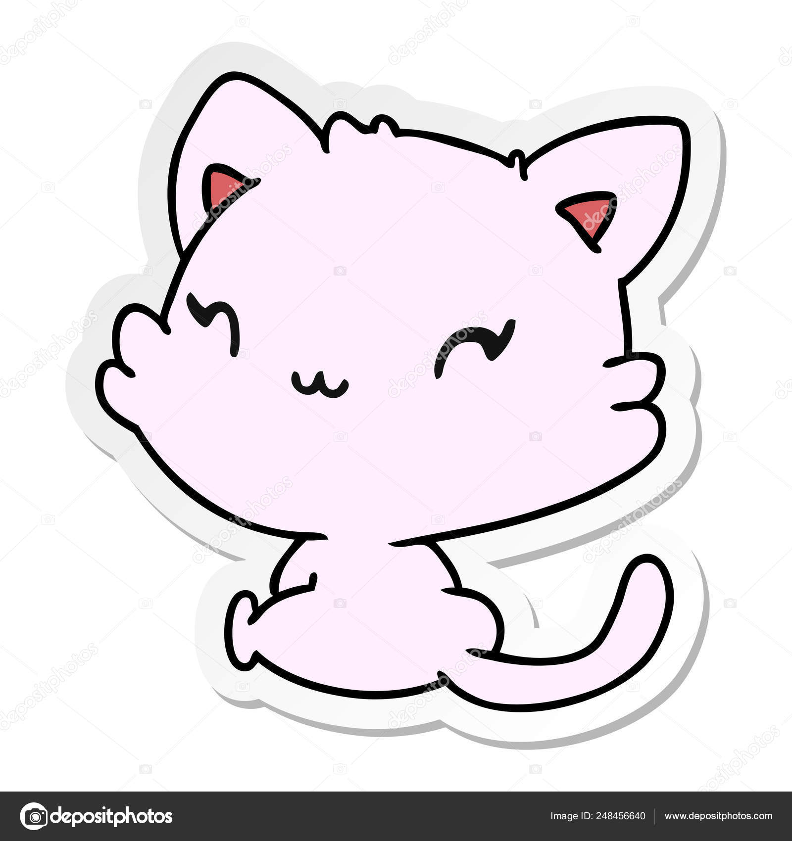 Sticker Dibujos Animados Ilustración Lindo Kawaii Gatito Vector de ...