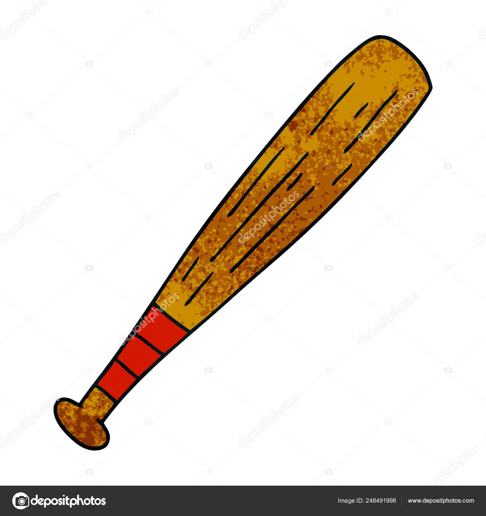 Hand Drawn Textured Cartoon Doodle Baseball Bat Stock Vector Image by ...