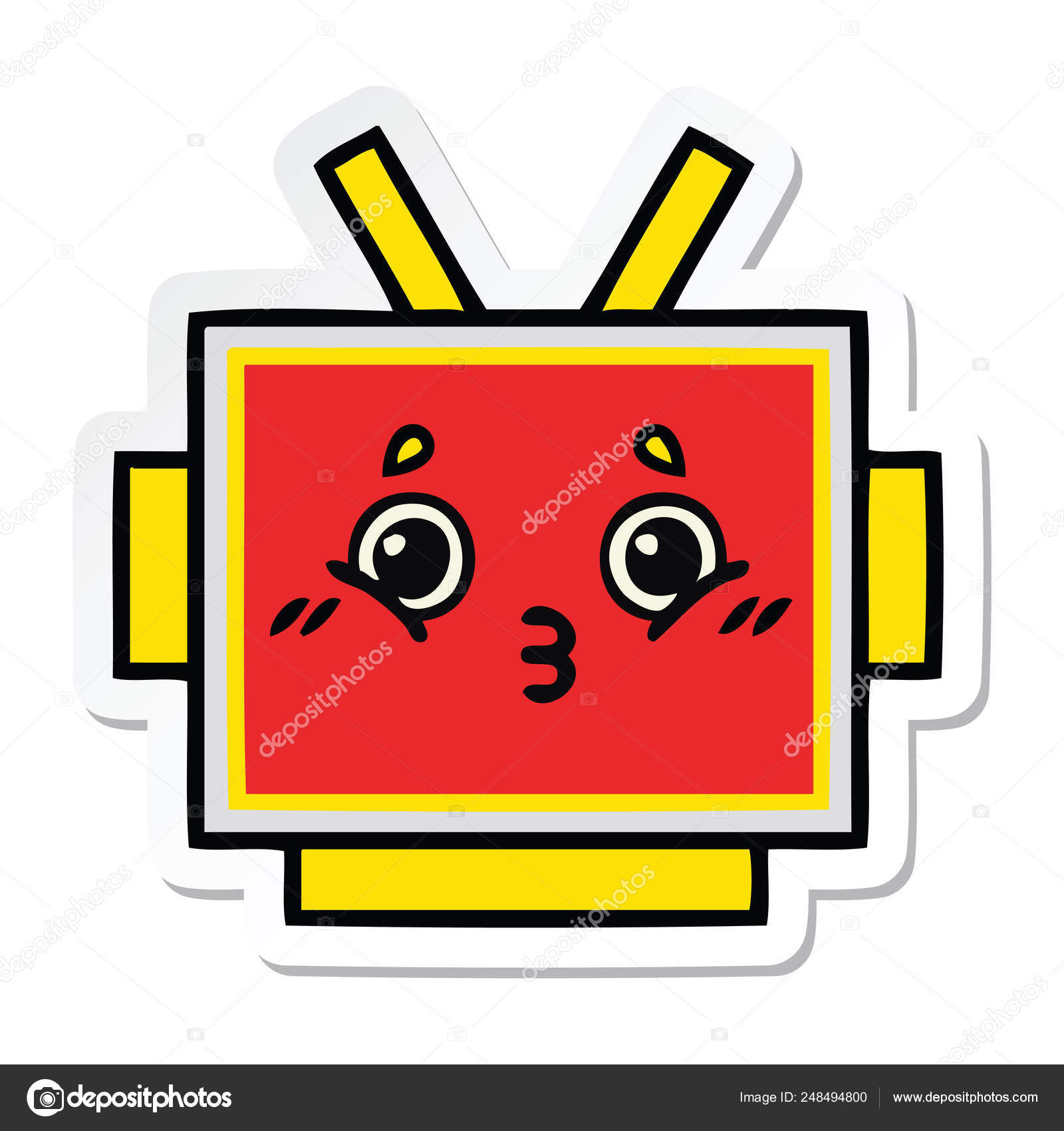 Sticker Cute Cartoon Robot Head Stock Vector by ©lineartestpilot 248494800
