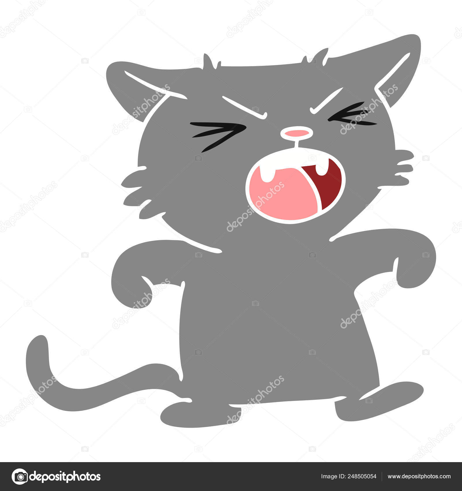 Hand Drawn Cartoon Doodle Screeching Cat Stock Vector Image by ...