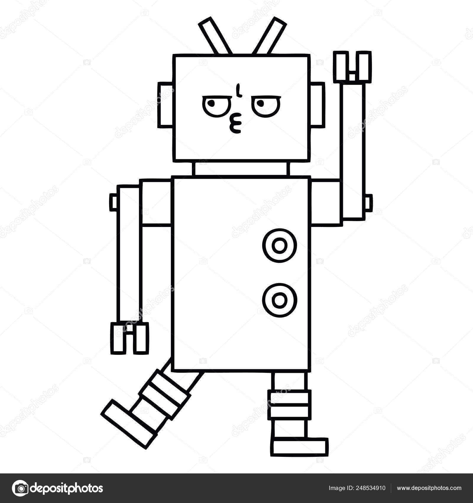 Line drawing cartoon robot Stock Vector Image by ©lineartestpilot ...