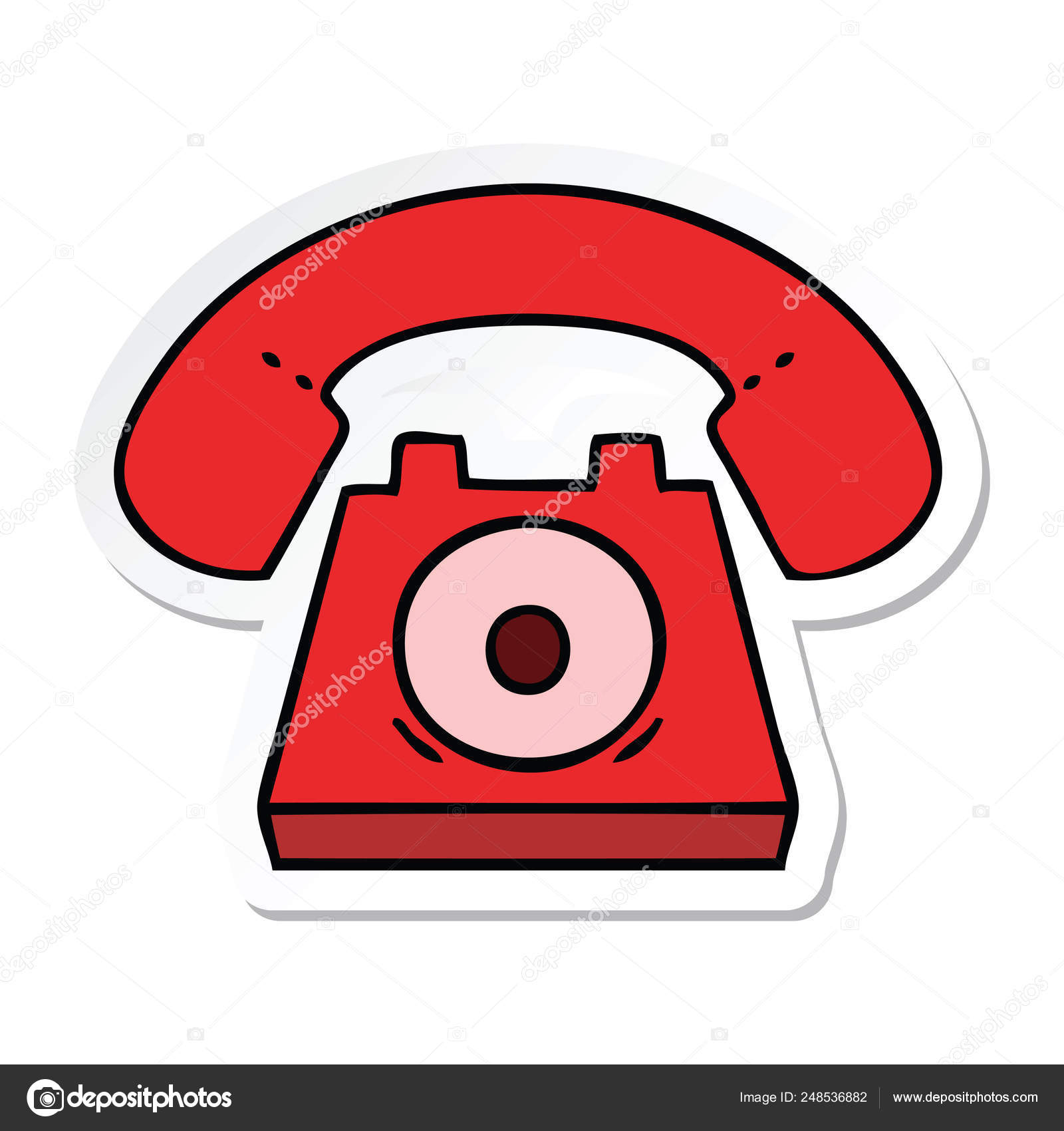 Sticker Cute Cartoon Red Telephone Stock Vector by ©lineartestpilot ...