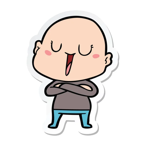 sticker of a happy cartoon bald man - Stock Image - Everypixel