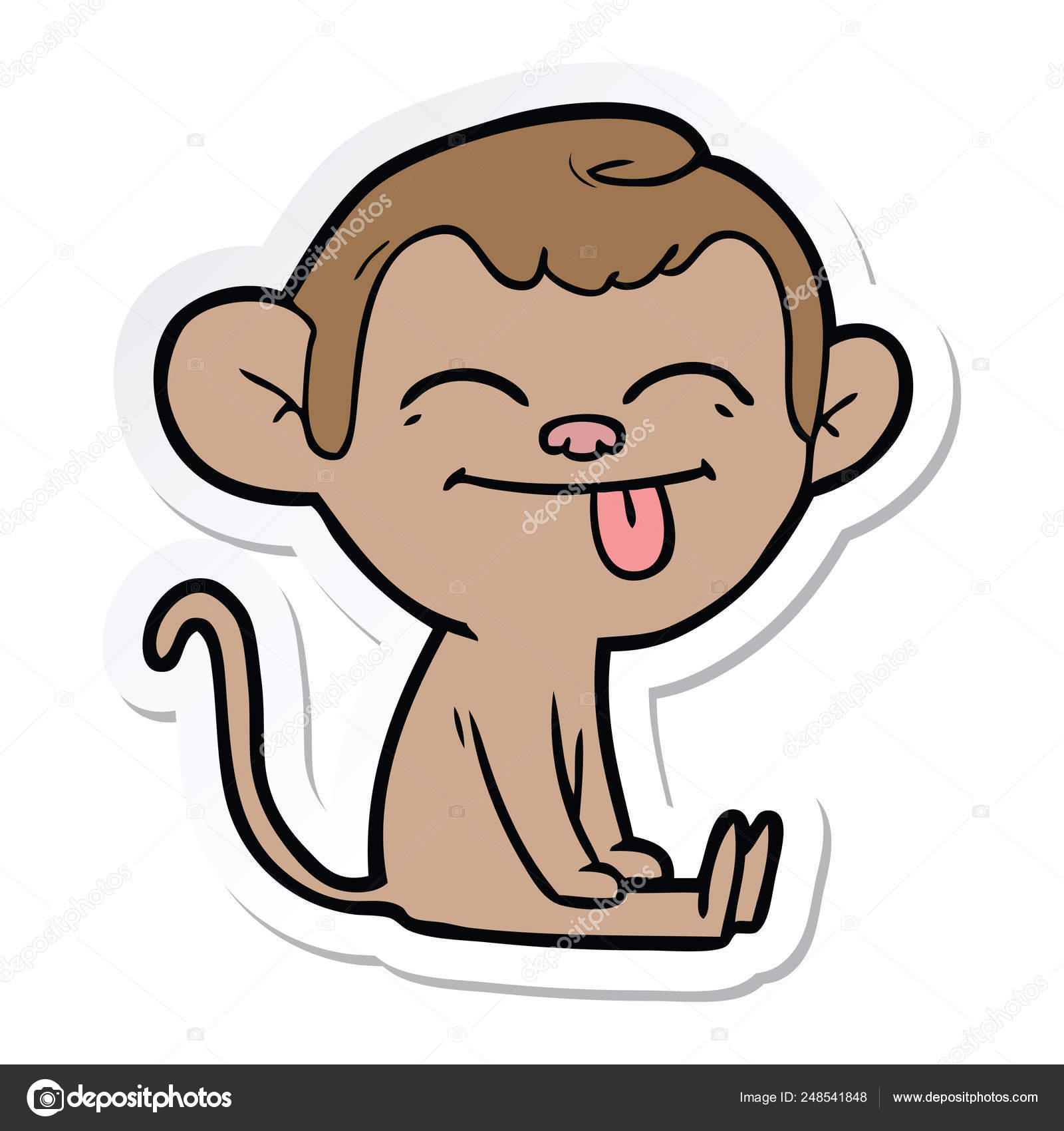 Stiker dari kartun monyet lucu duduk — Stok Vektor © lineartestpilot ...