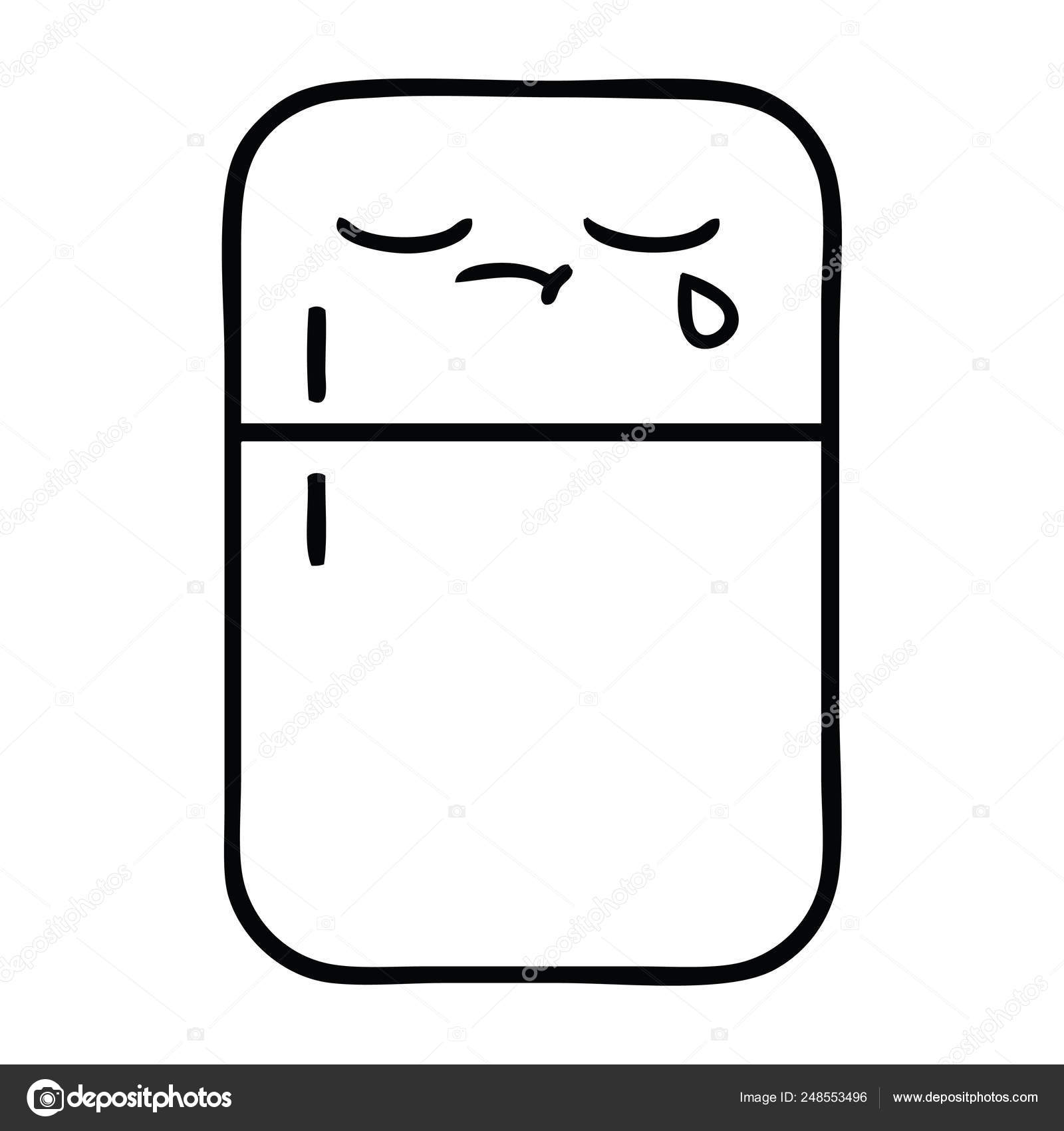 Line Drawing Cartoon Fridge Freezer Stock Vector Image by ...